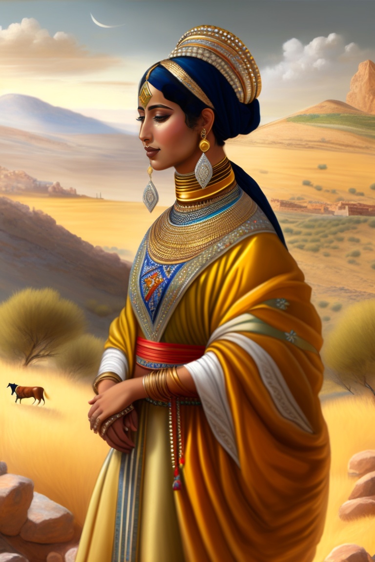 Lexica - Sketch a Kabyle woman in traditional attire, amid a ...