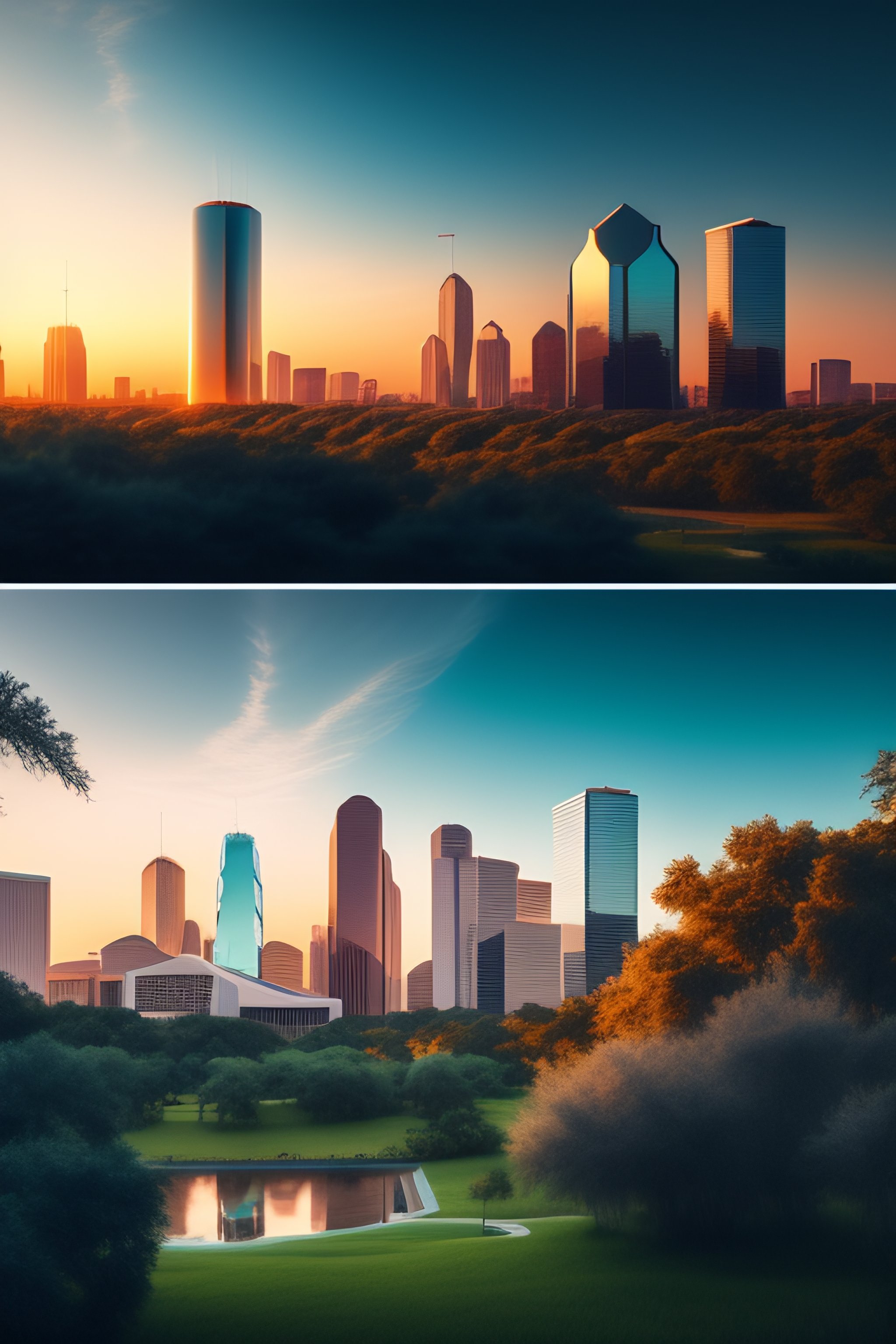 Lexica - Panorama of houston texas in the future, sci - fi buildings ...