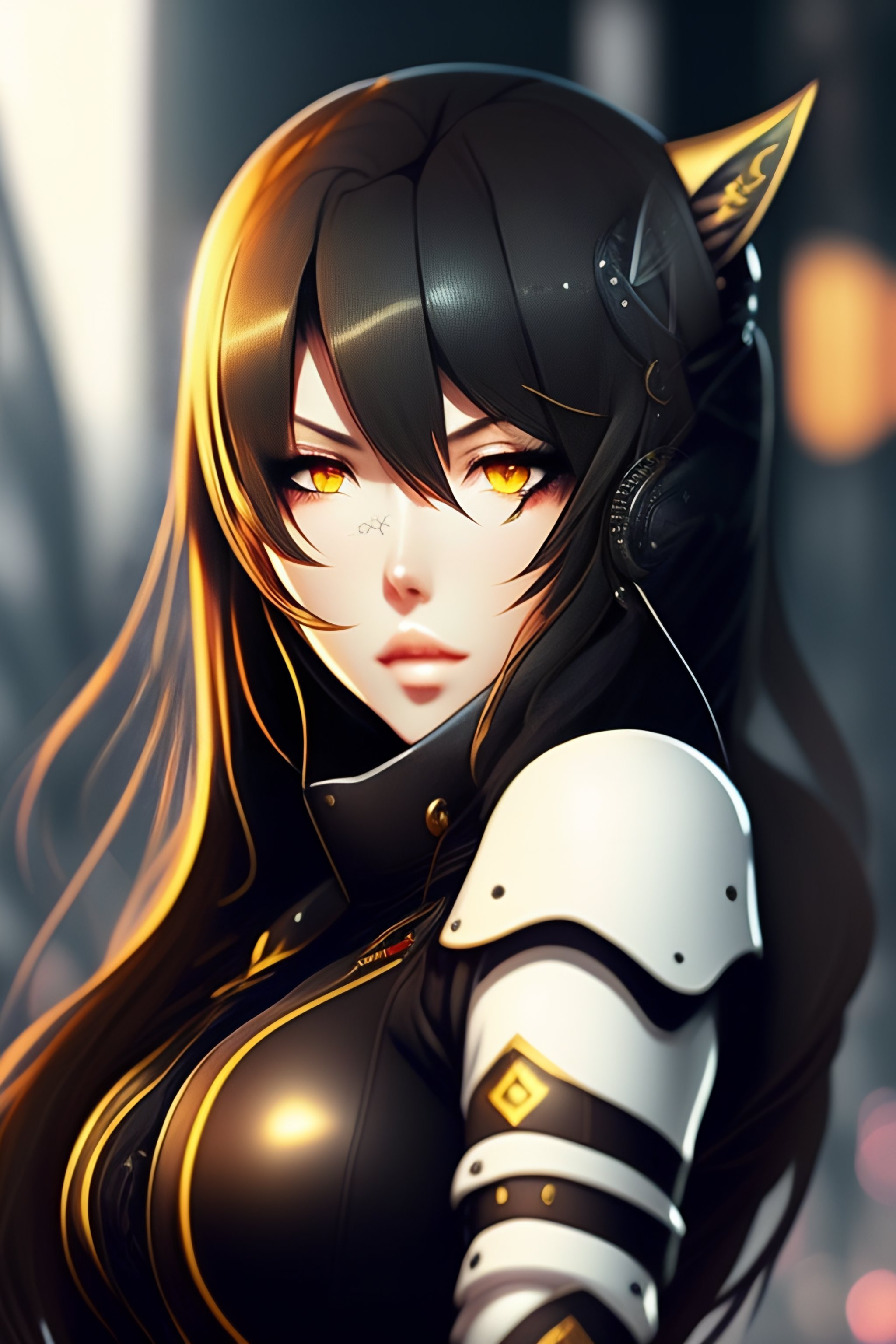 Lexica - Cyber huntress with a wolf skull head, anime, manga