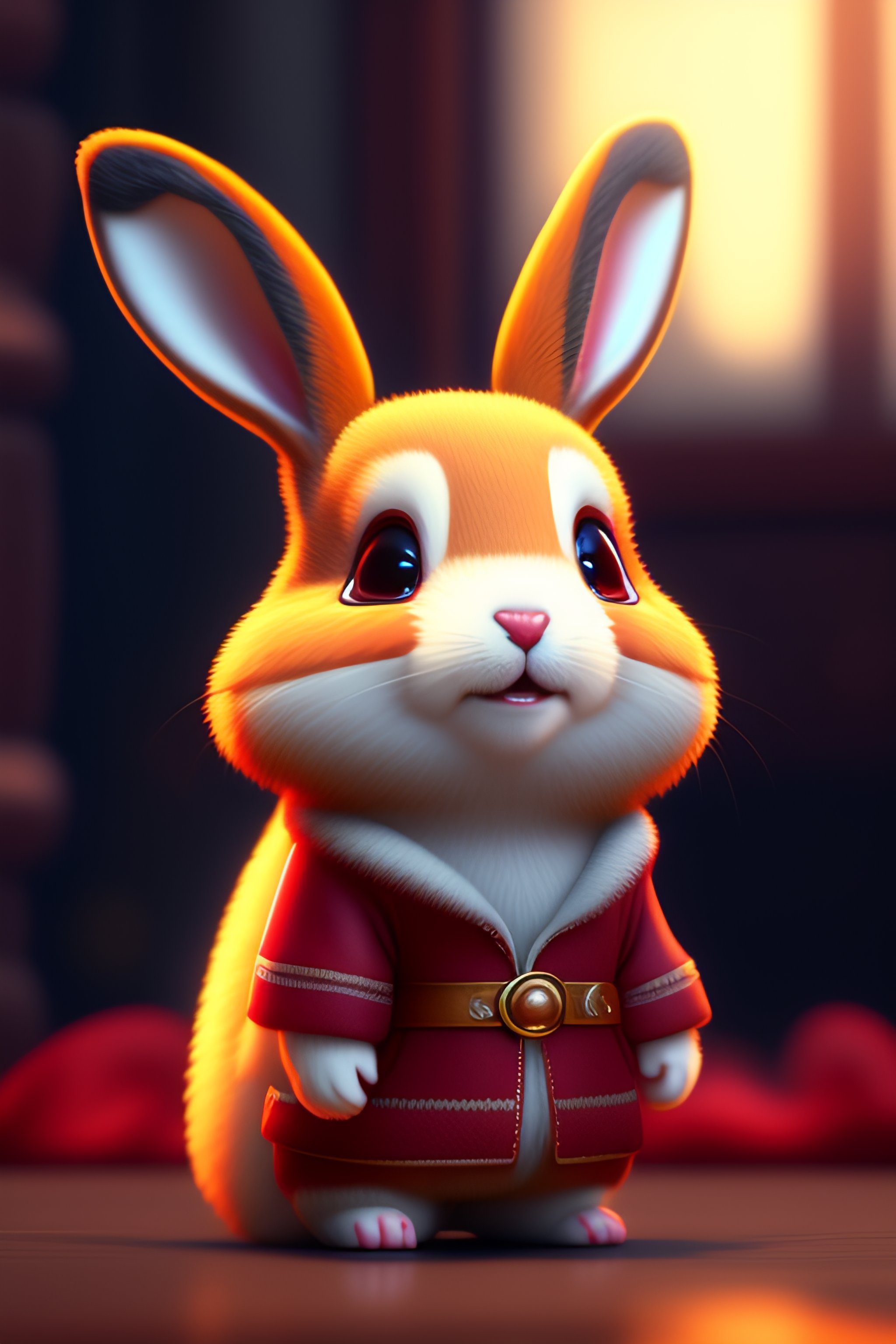 Lexica - Cute adorable little furry bunny and happy smiling greeting me ...