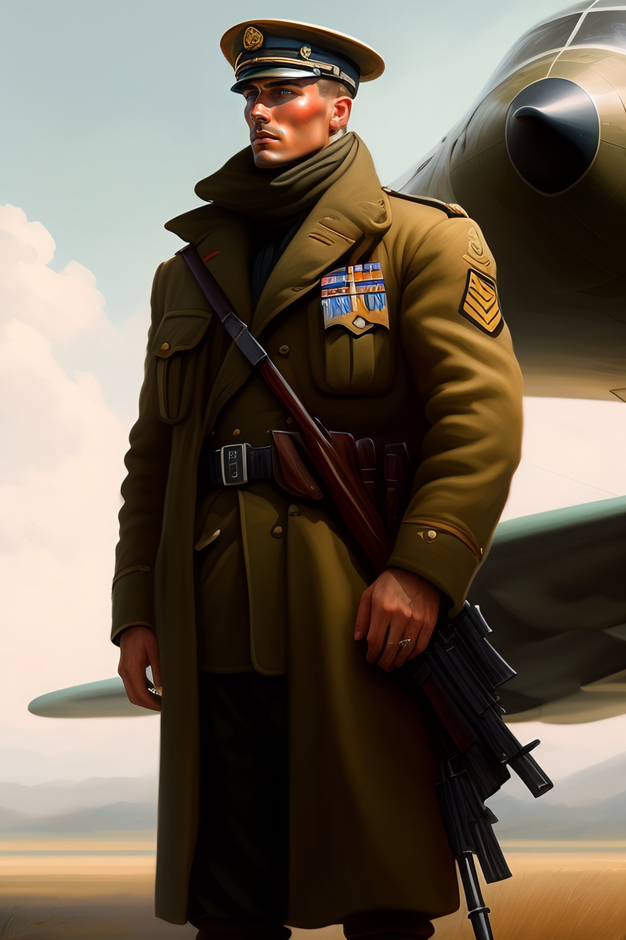Lexica - A painting of a german soldier, circa 1940, lufthansa ...