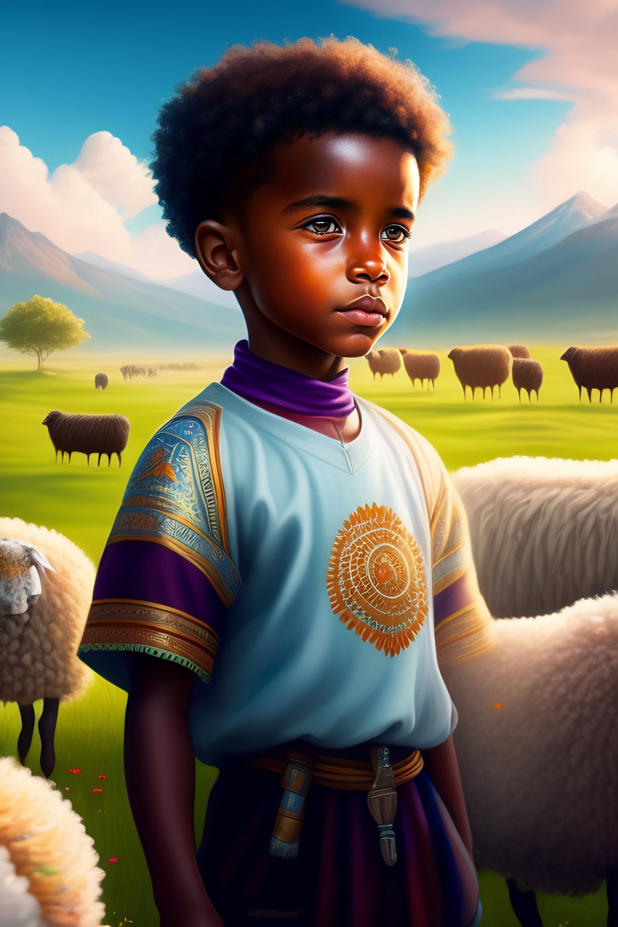 Lexica - Young Ethiopian muscular Shepard boy with a flok of sheep ...