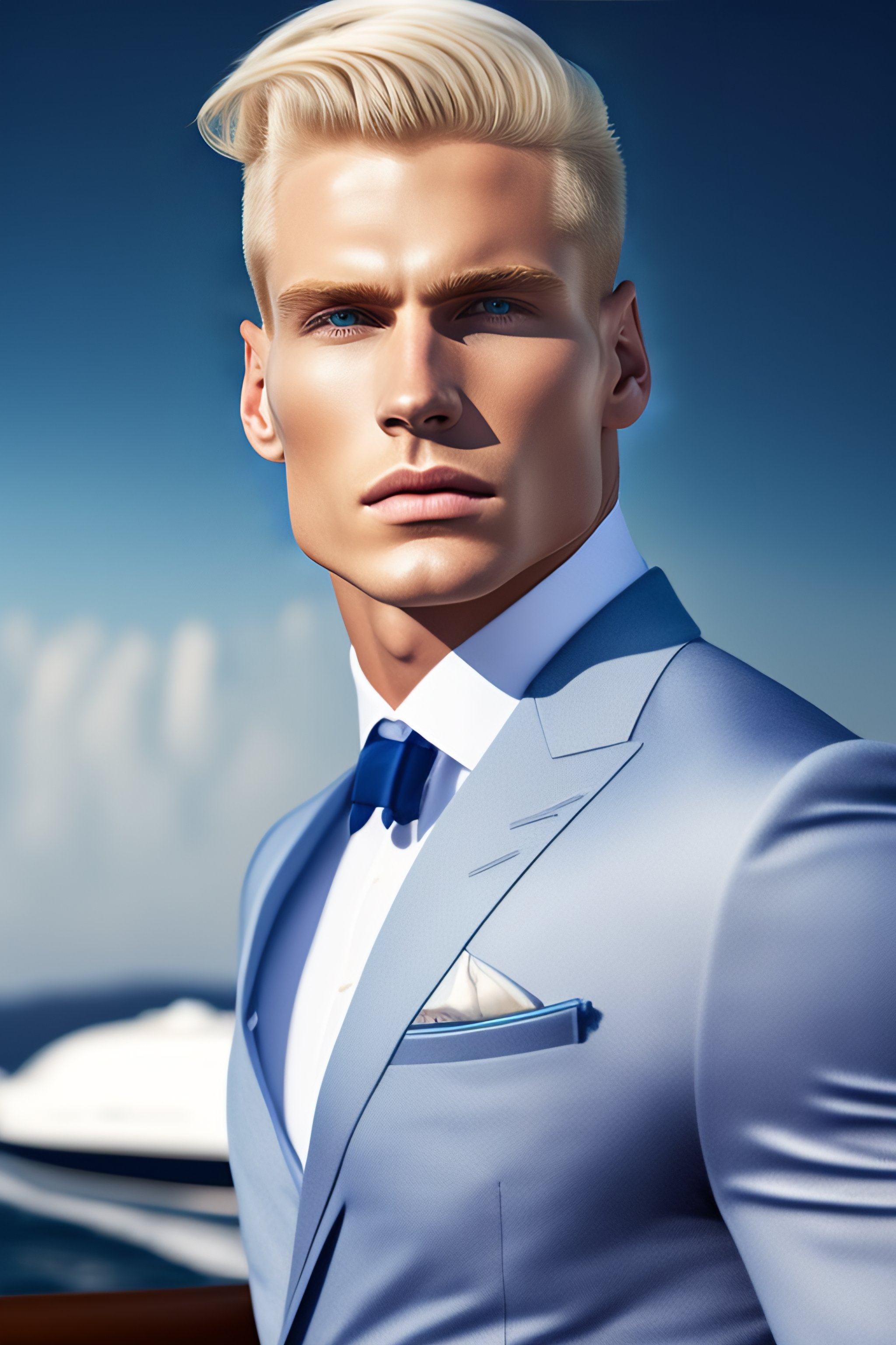 Lexica - A strong fit perfect clean-shaven Aryan man with short blonde ...