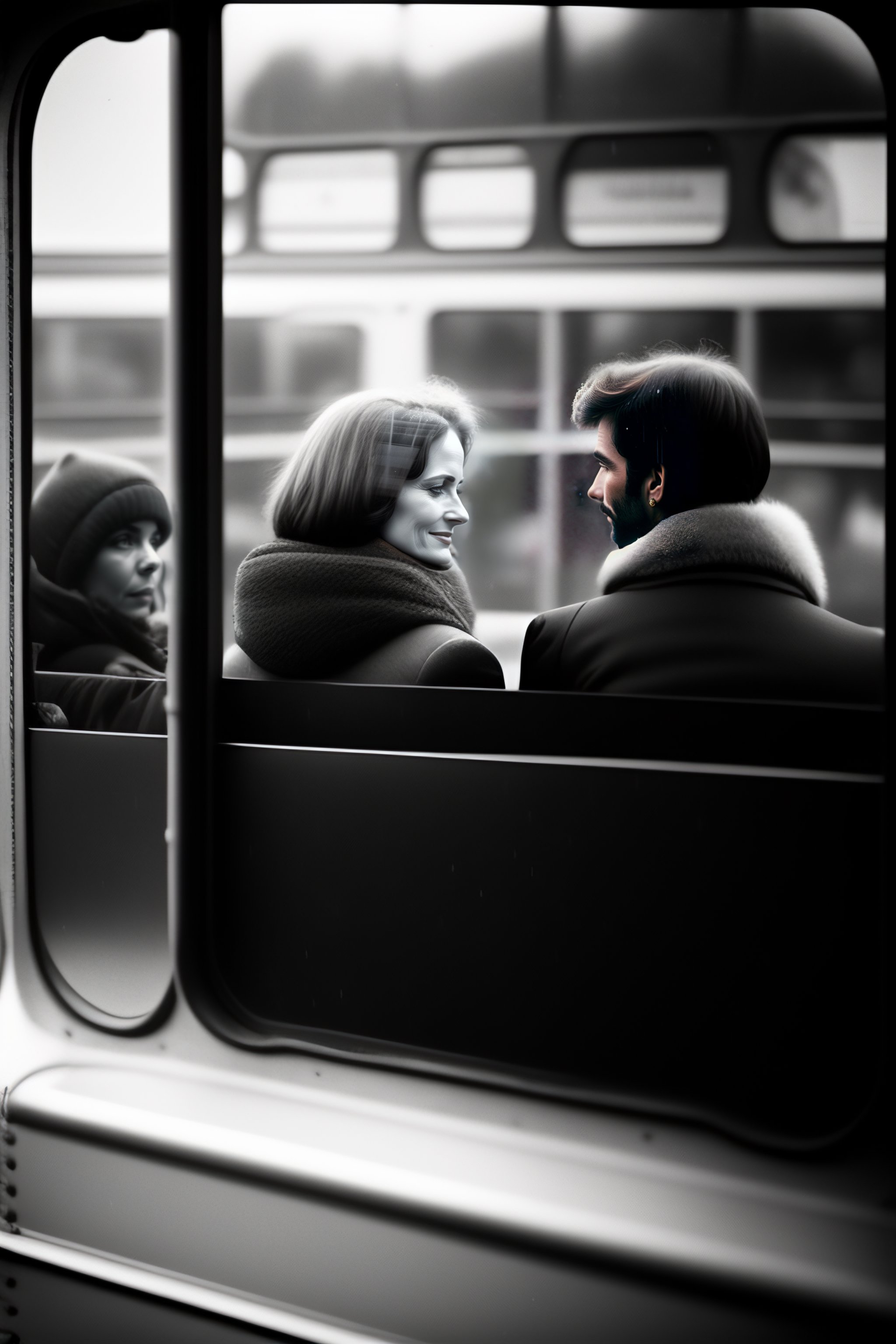 Lexica - Lateral view of peoples inside a bus , view from inside a ...