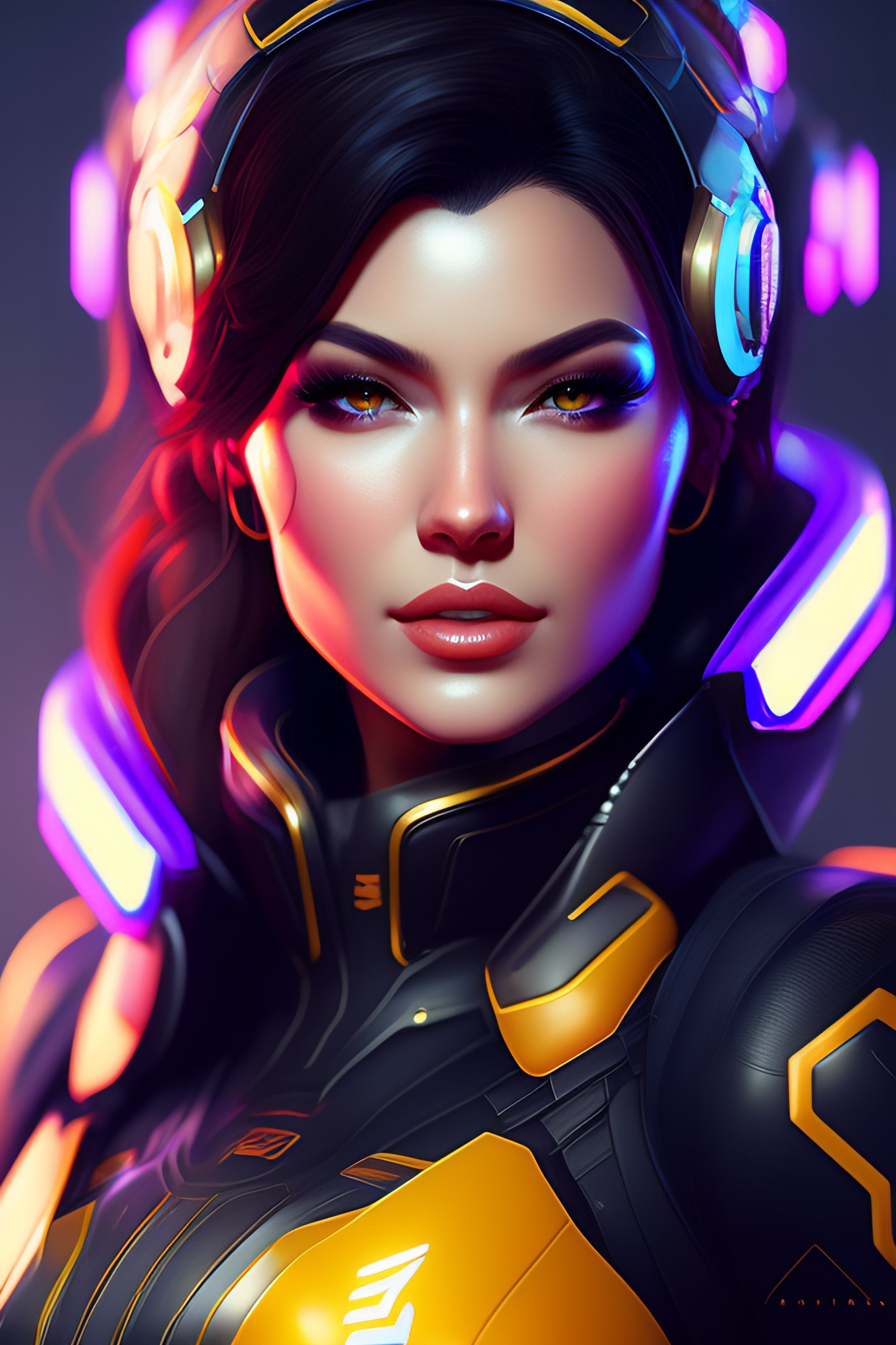 Lexica - Symmetry portrait of dva from overwatch, closeup, sci - fi ...