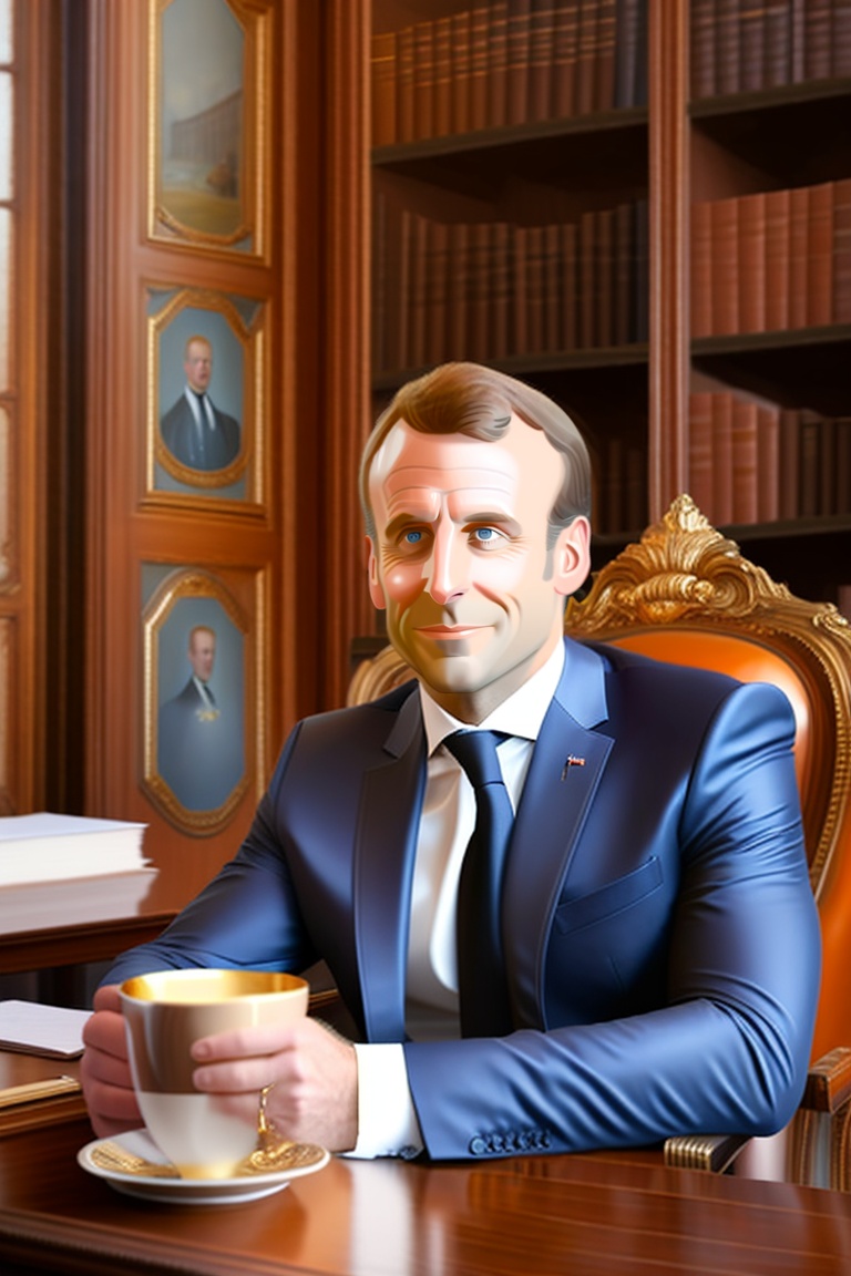 Lexica - Emmanuel Macron, the President of the French Republic, seated ...