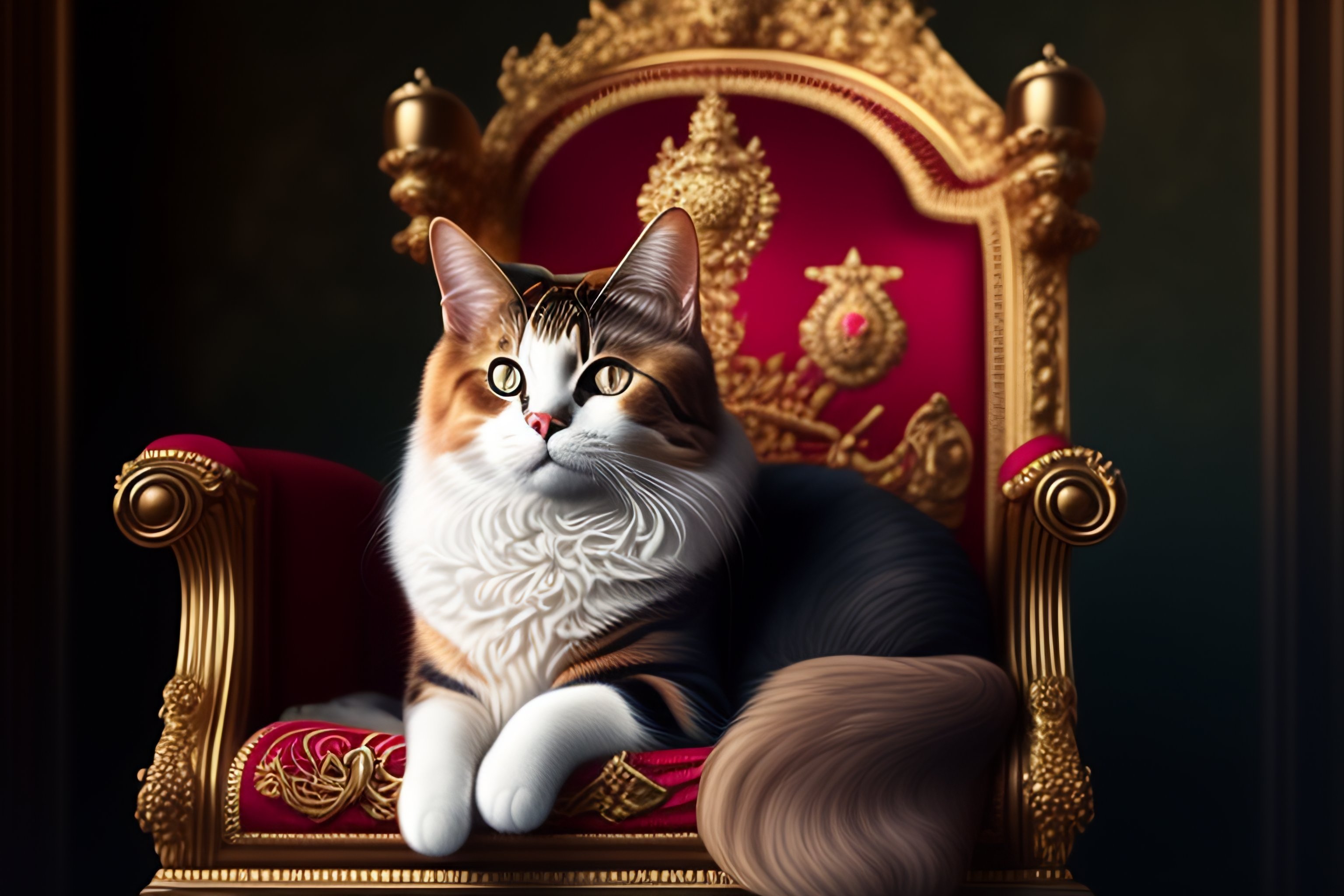 Lexica - A portrait of british cat as a king sitting on a throne, cute