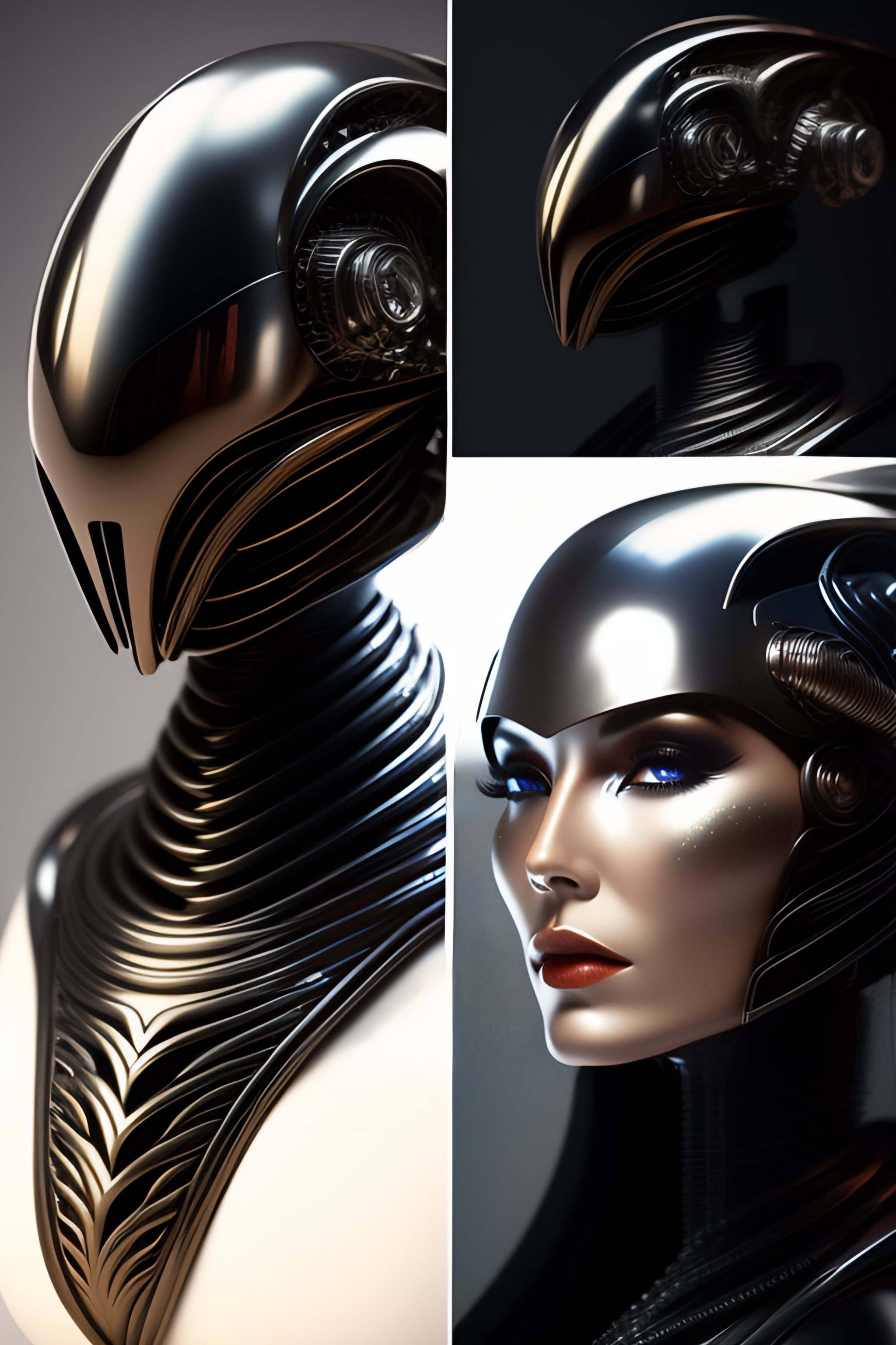 Lexica - Create a portrait of a robot in hans ruedi giger alien style