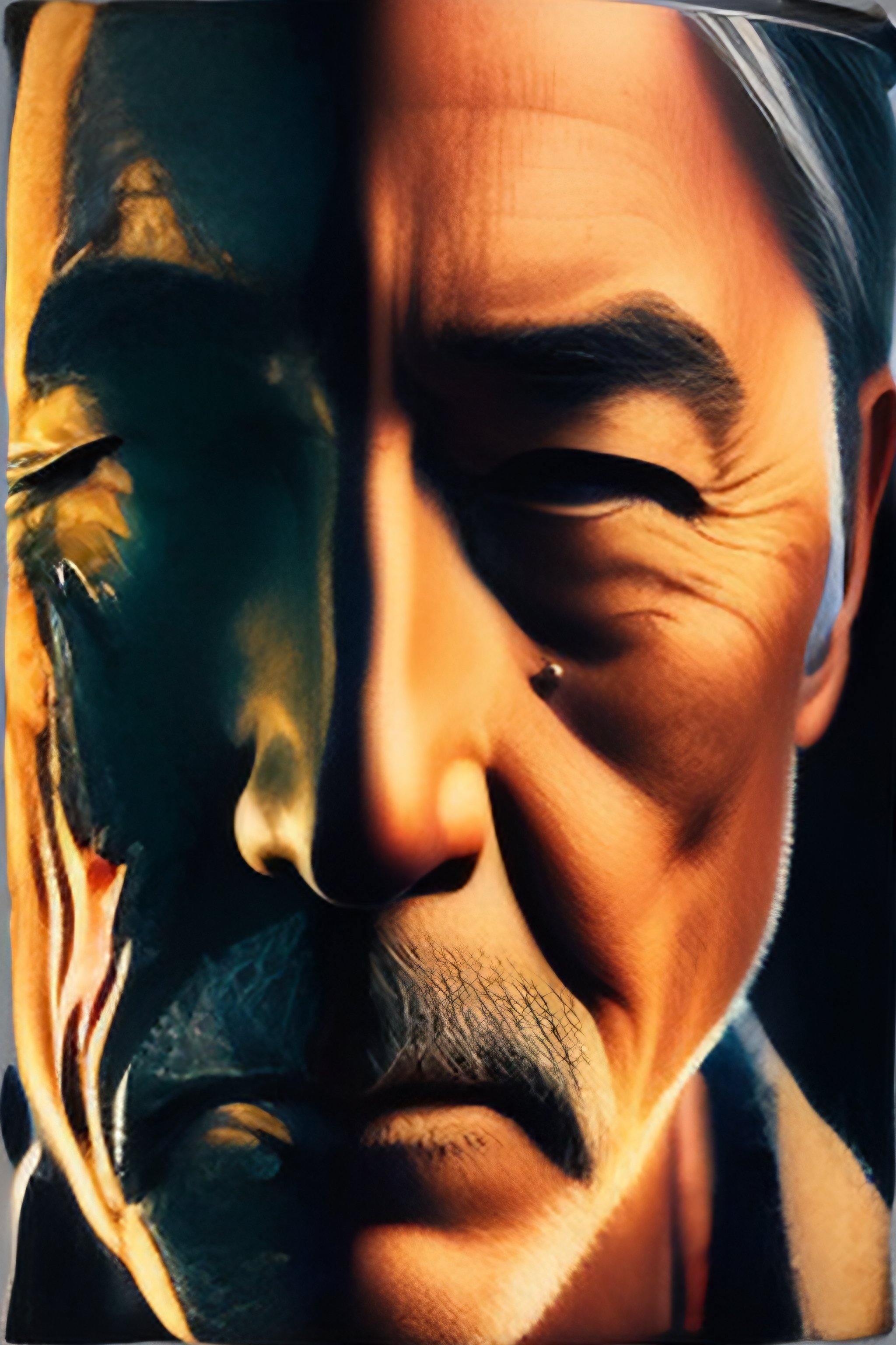 Lexica - Glitchy cover, monocolor, oldman shadow portrait, --no text ...