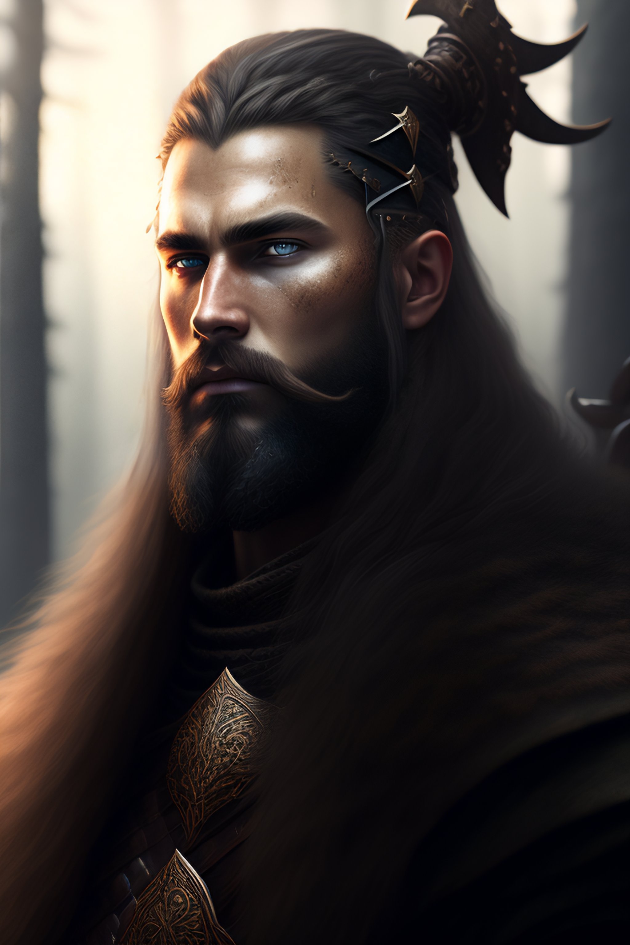 Lexica - Portrait of a Viking warrior, dark forest background, fantasy ...