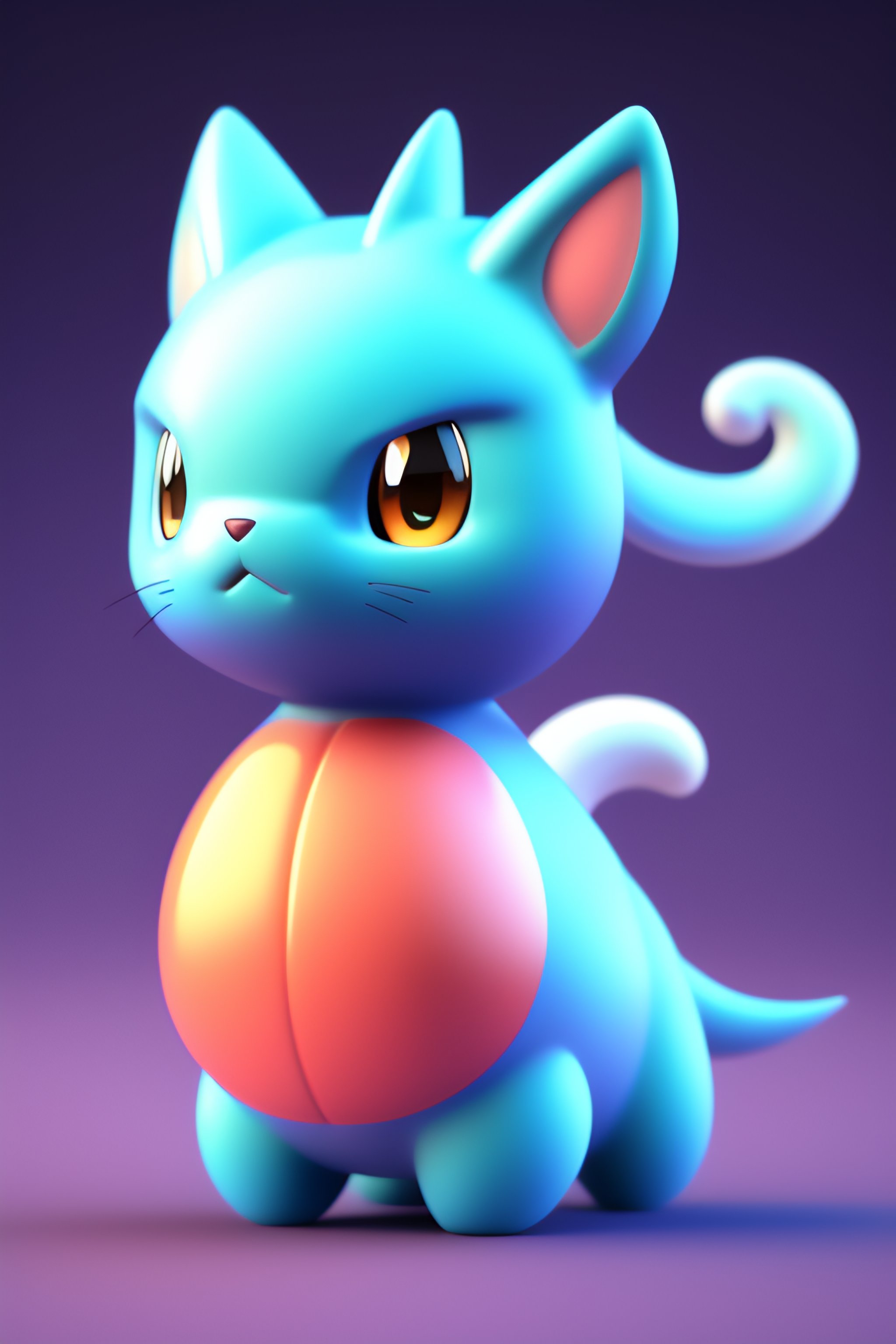 Lexica - Cute 3d render simple cartoon of toy art mew pokemon