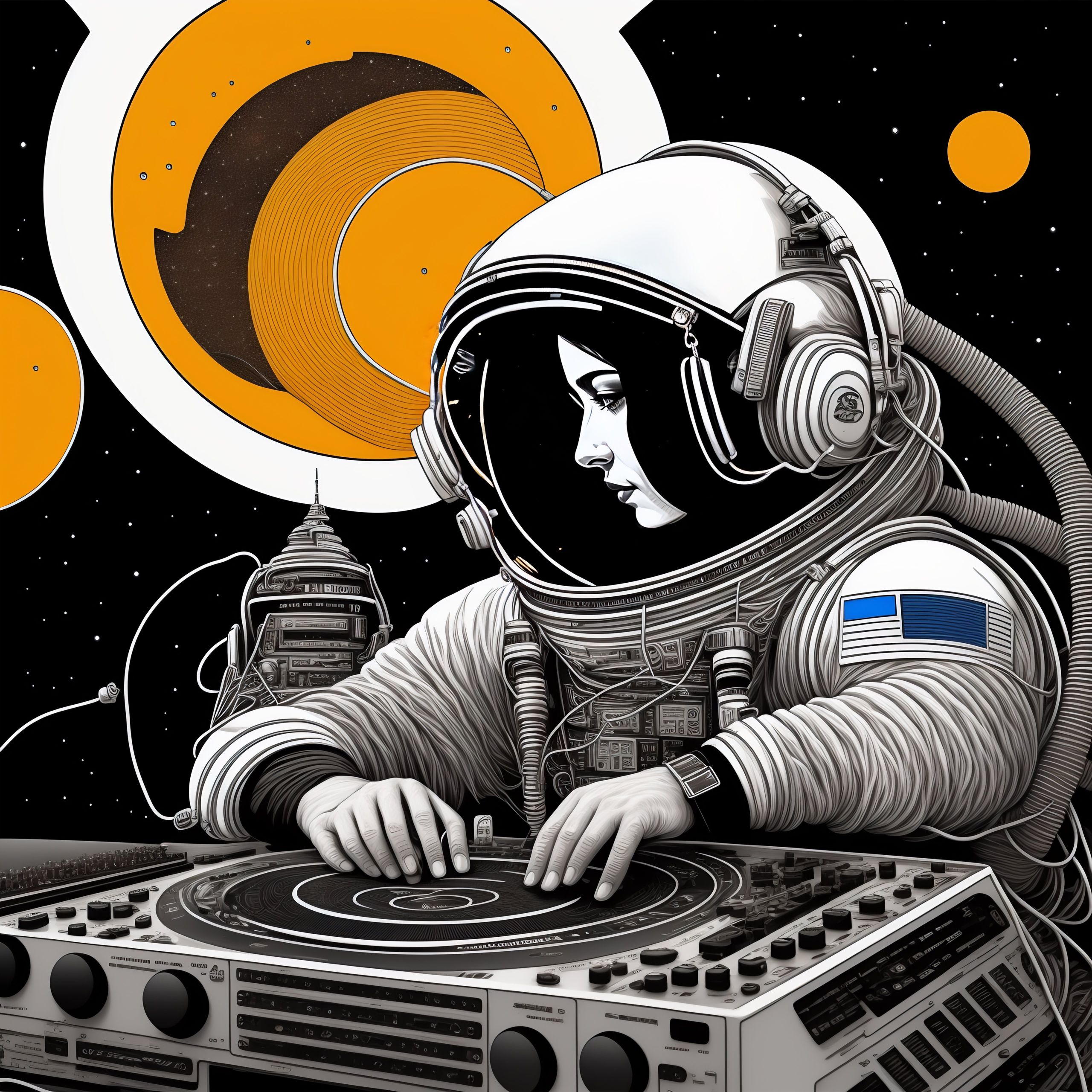 Lexica - Intricate detailed artwork of astronauts using dj controller ...