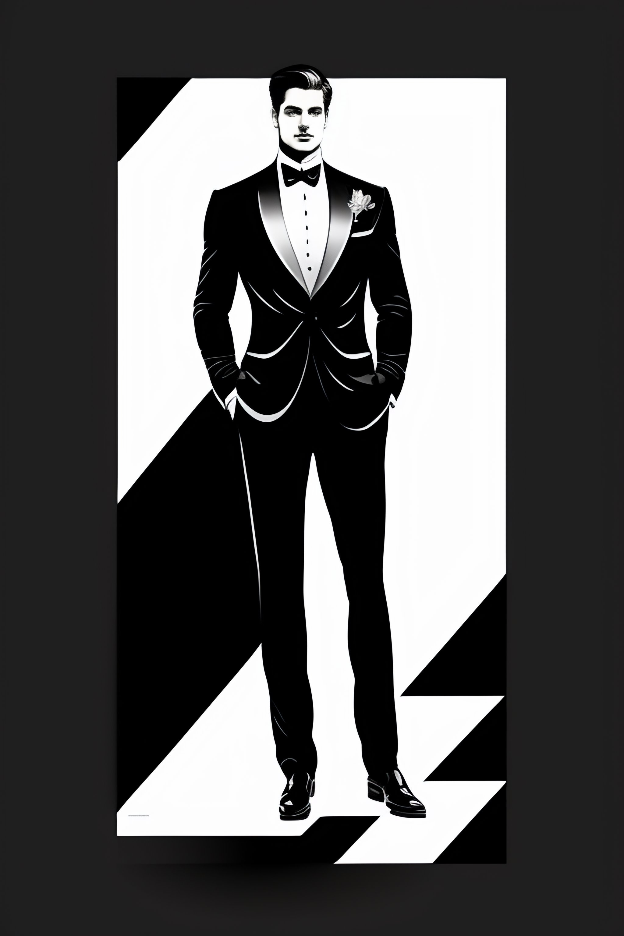 Lexica - Tuxedo Costume Design, black and white, realistic line art ...