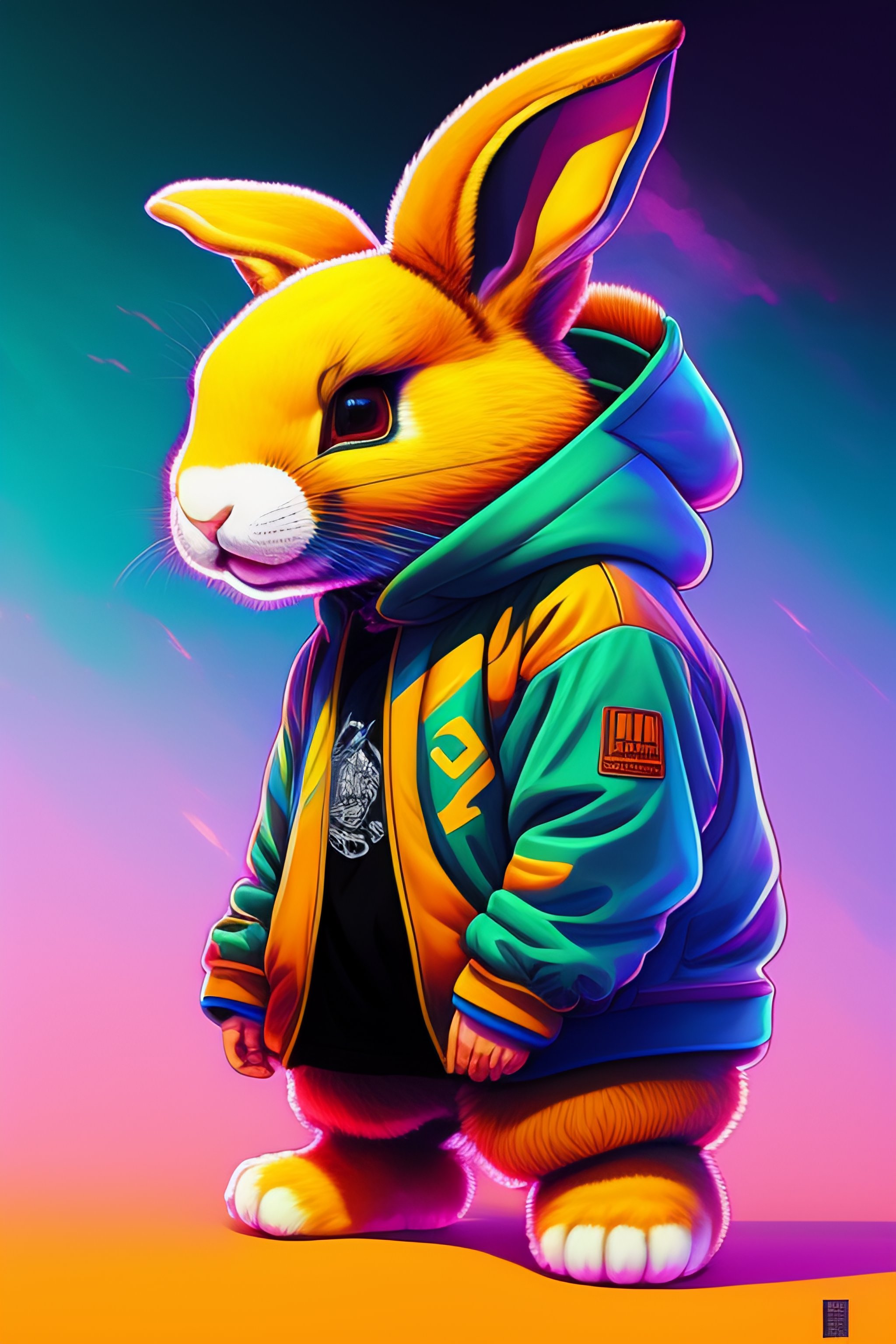 Lexica - Photo of fusion of a huge RABBIT IN HIP HOP STYLE CLOTHES ...