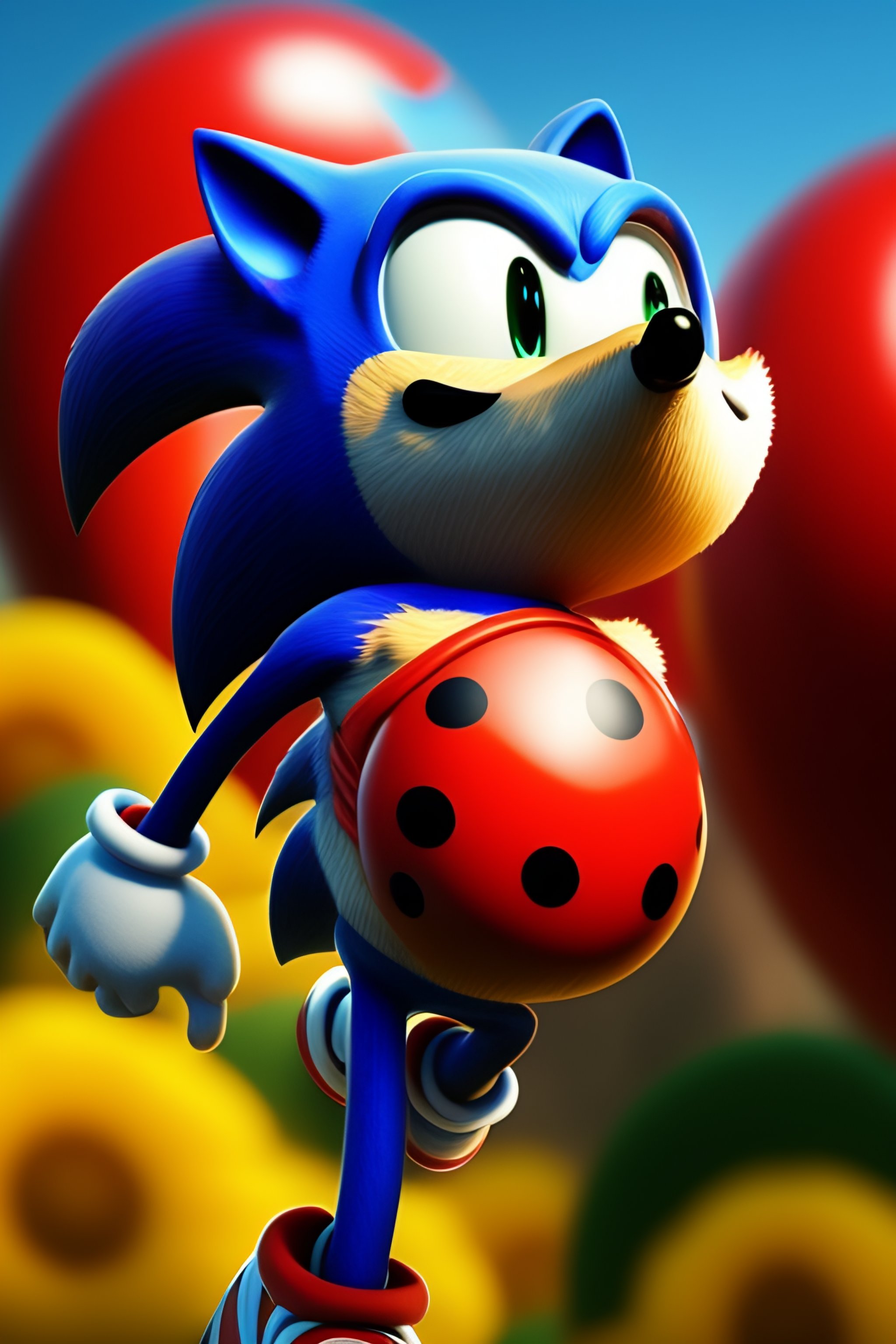 Lexica - Sonic the hedgehog wearing a ladybug costume