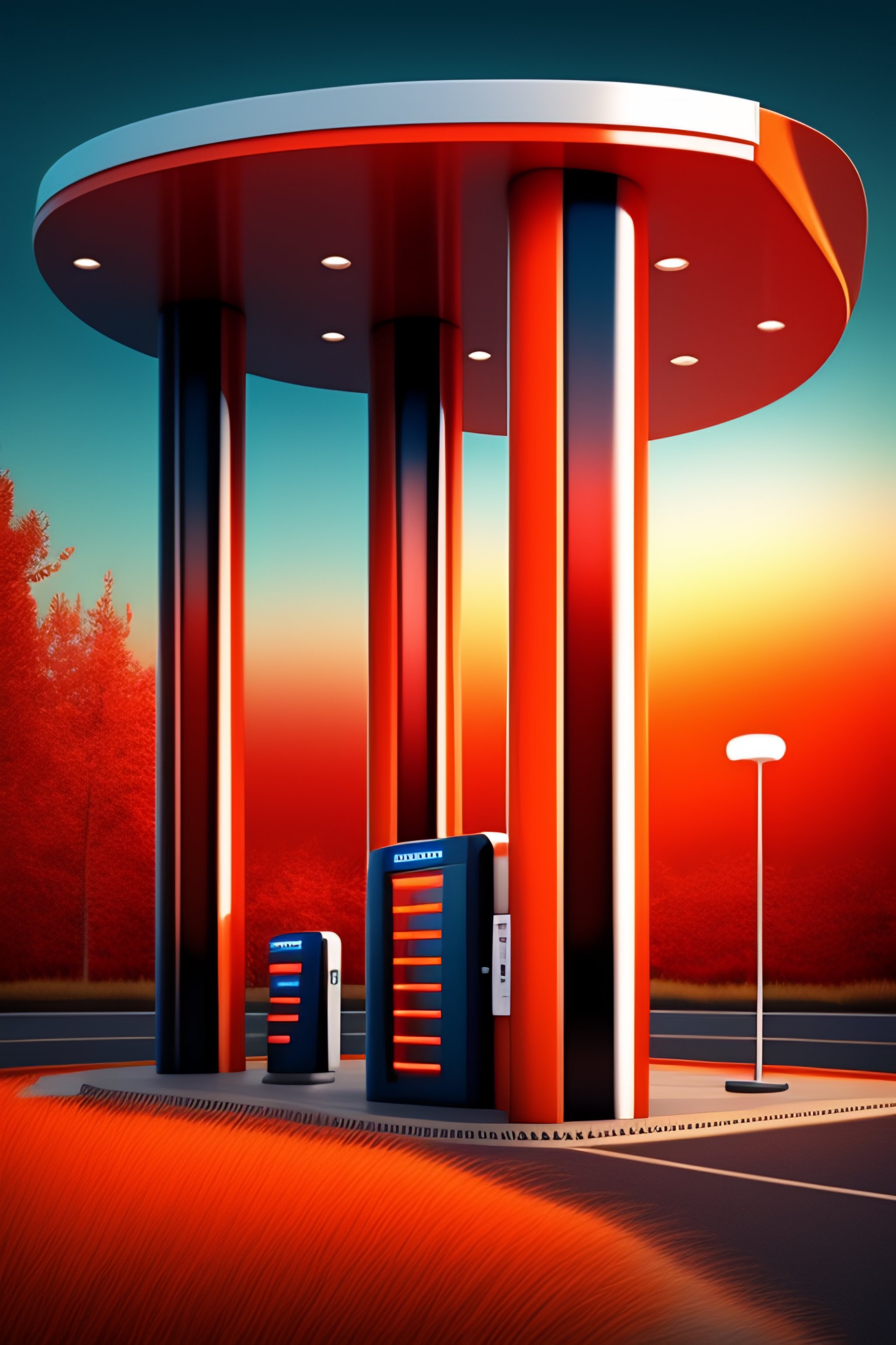 Lexica - Futuristic service station renewable low carbon fuels orange ...