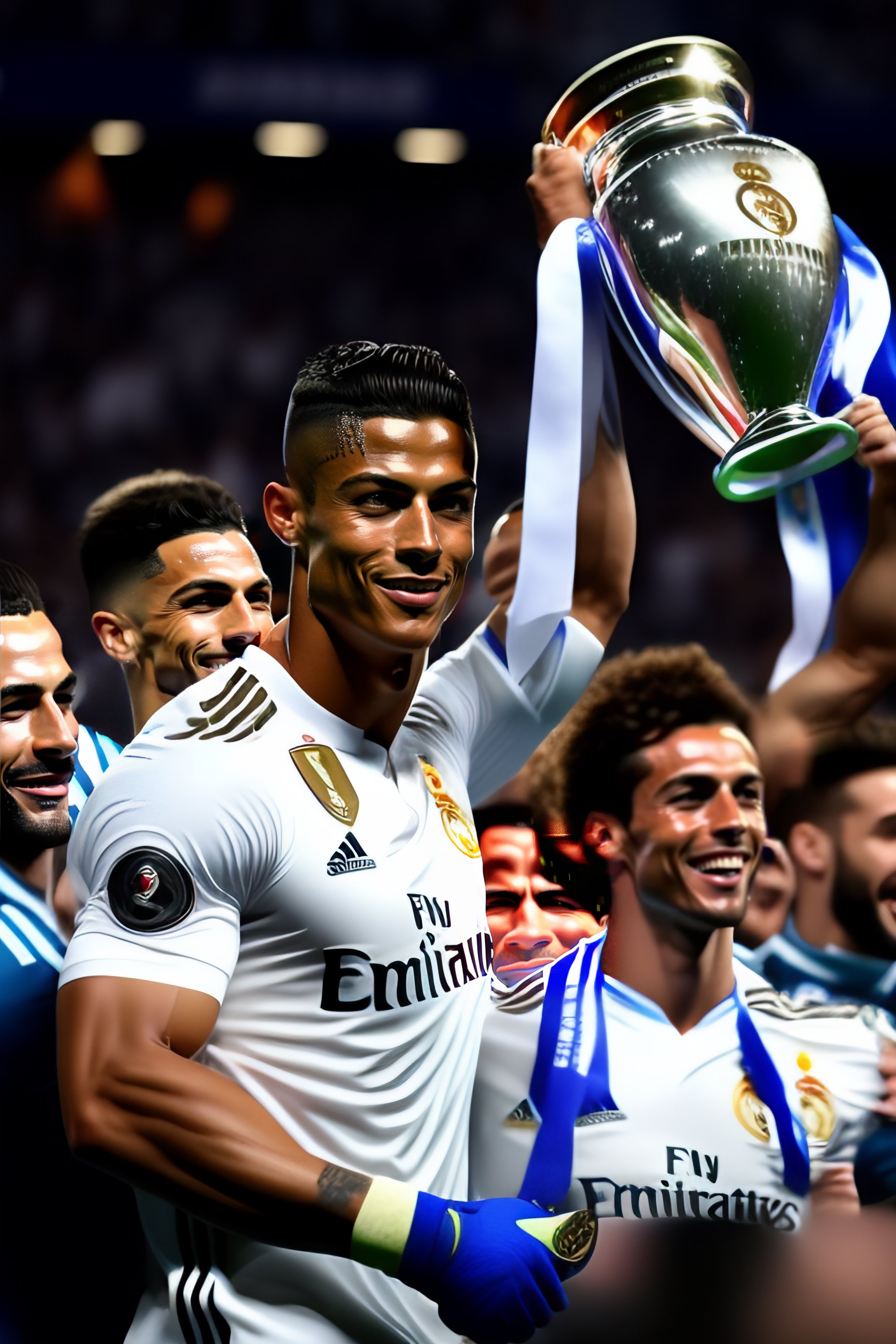 Lexica - Cr7 lifting champions league cup with real madrid jersey