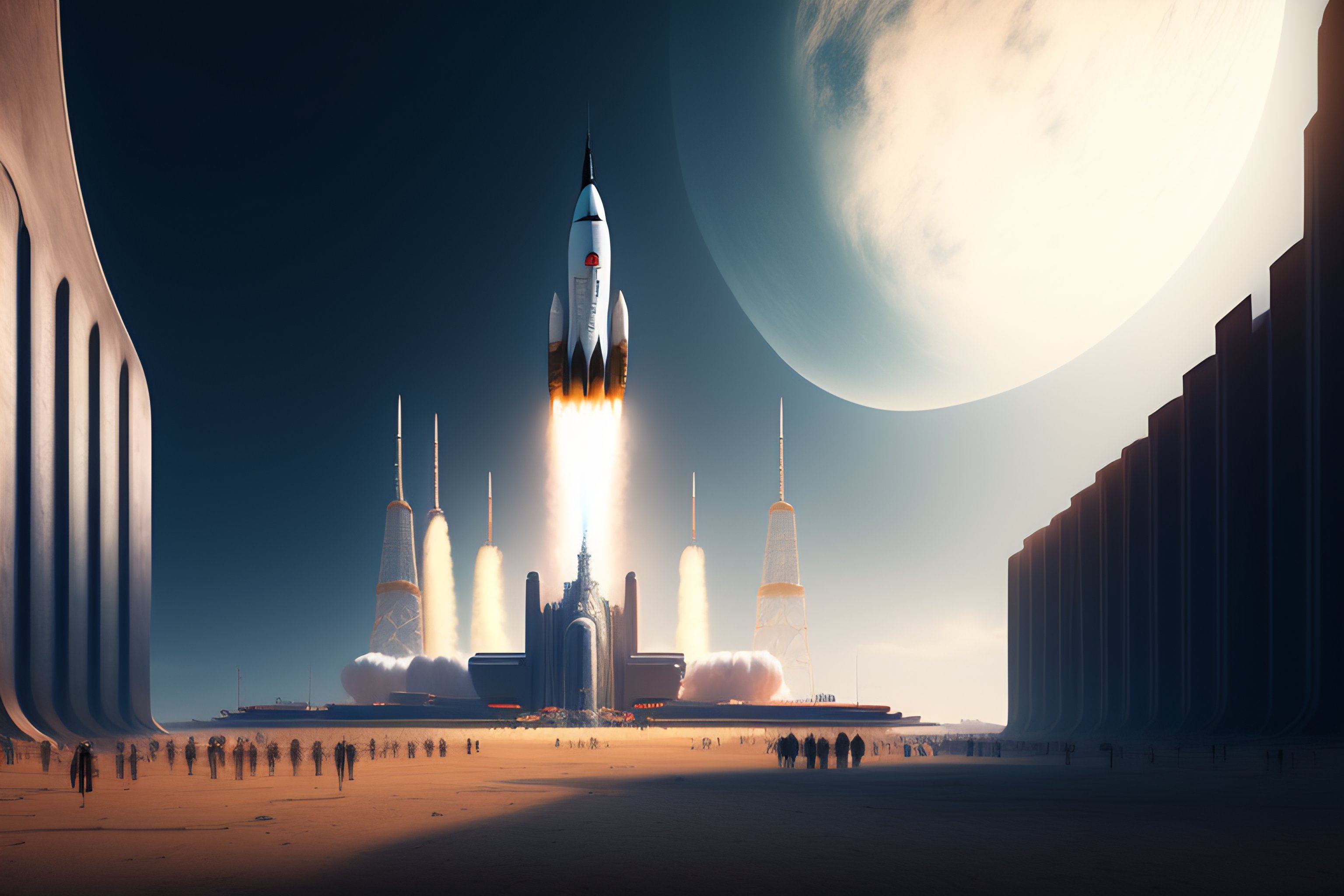 Lexica - A saturn v rocket on the launch pad, intricate, elegant ...