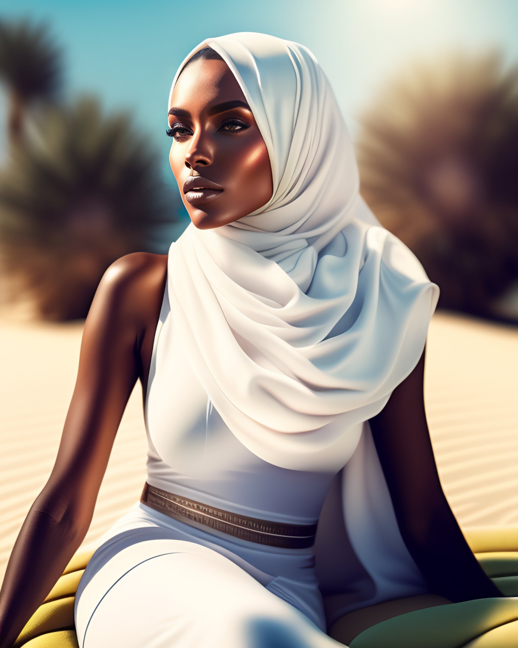 Lexica - A full body beautiful woman with wearing white hijab ...