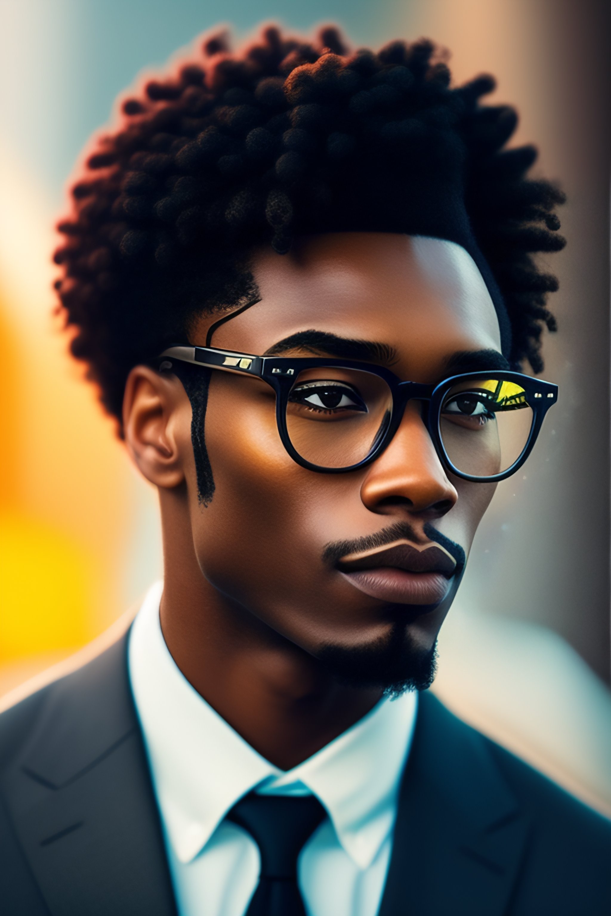 Lexica - Anime black man, eyeglasses curly hair