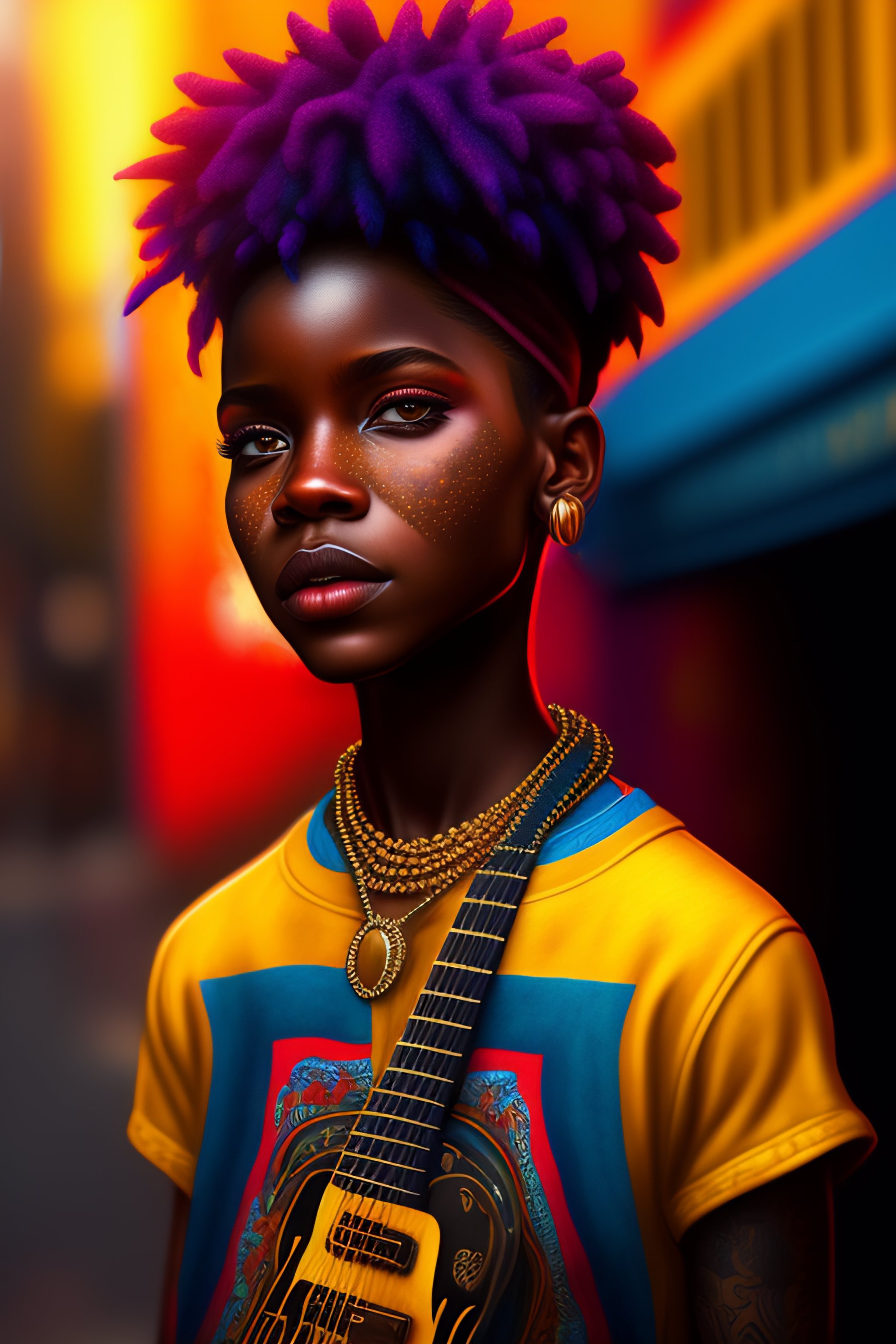Lexica - A funny punk rock African american characters with guitar and ...