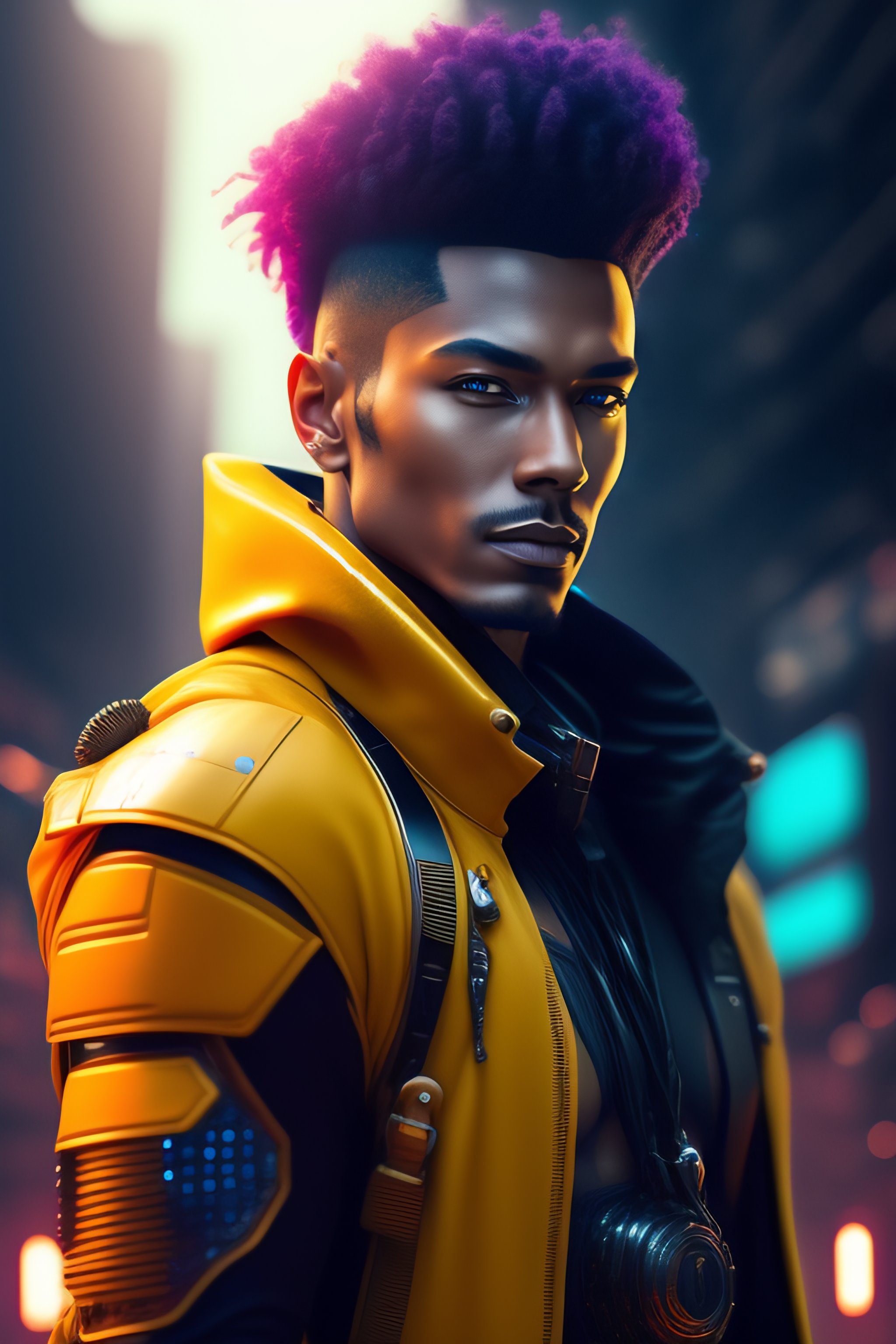 Lexica - Cyberpunk android man dressed as a sci-fi movie space cowboy