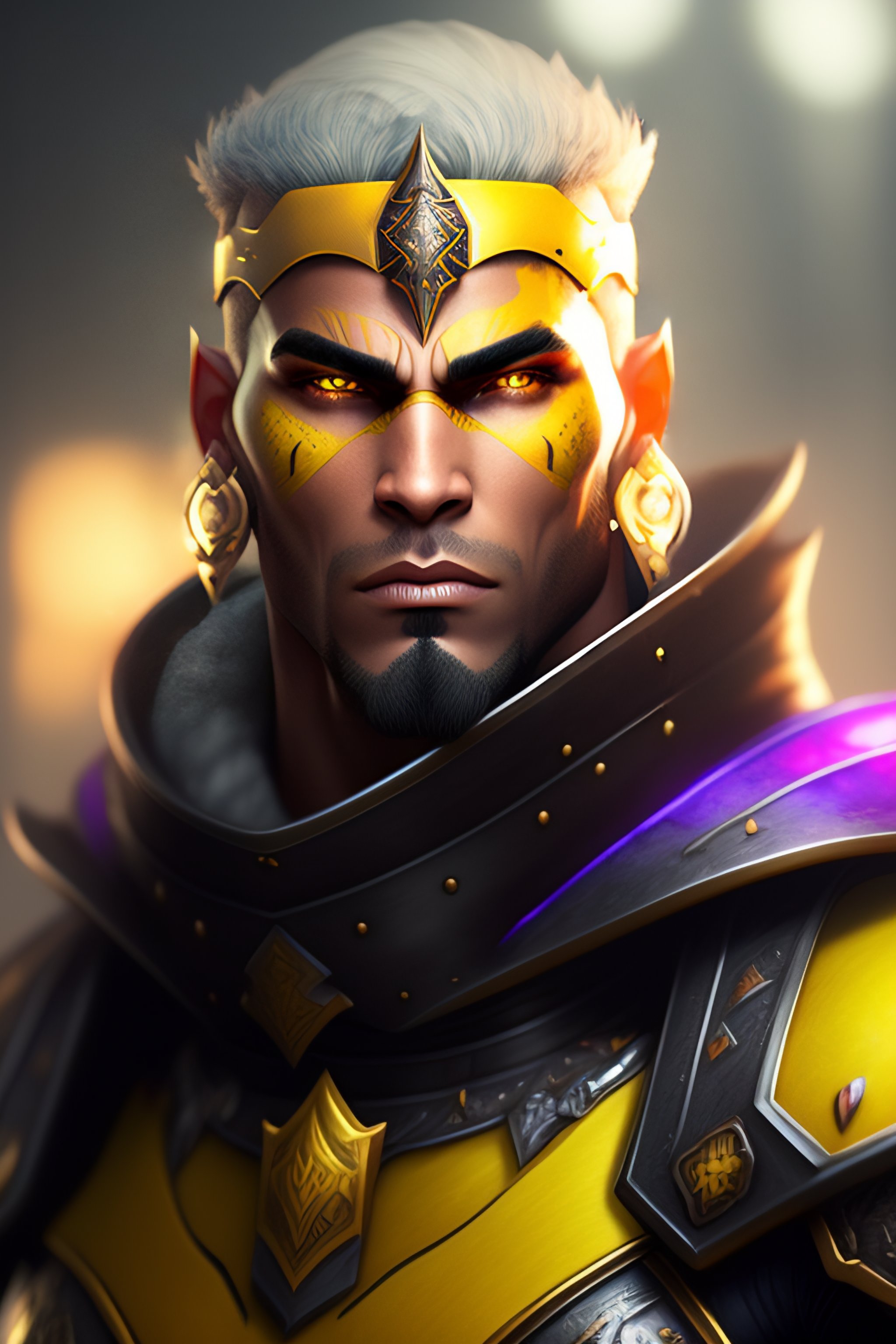 Lexica - Ork, male, paladin, yellow eyes, grey skin