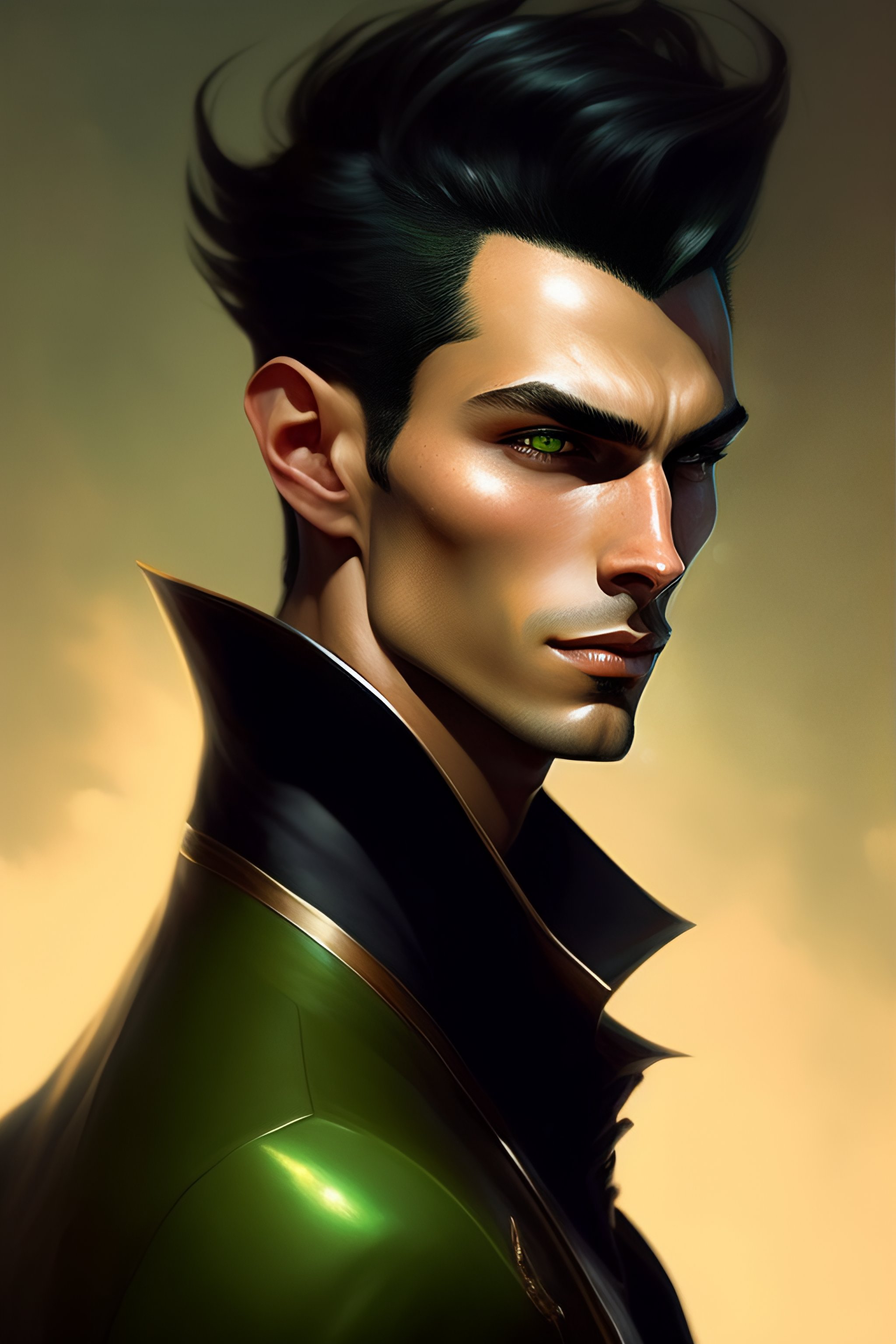 Lexica - Rogue, ugly, brown hair, green eyes, stubble, young, slender ...