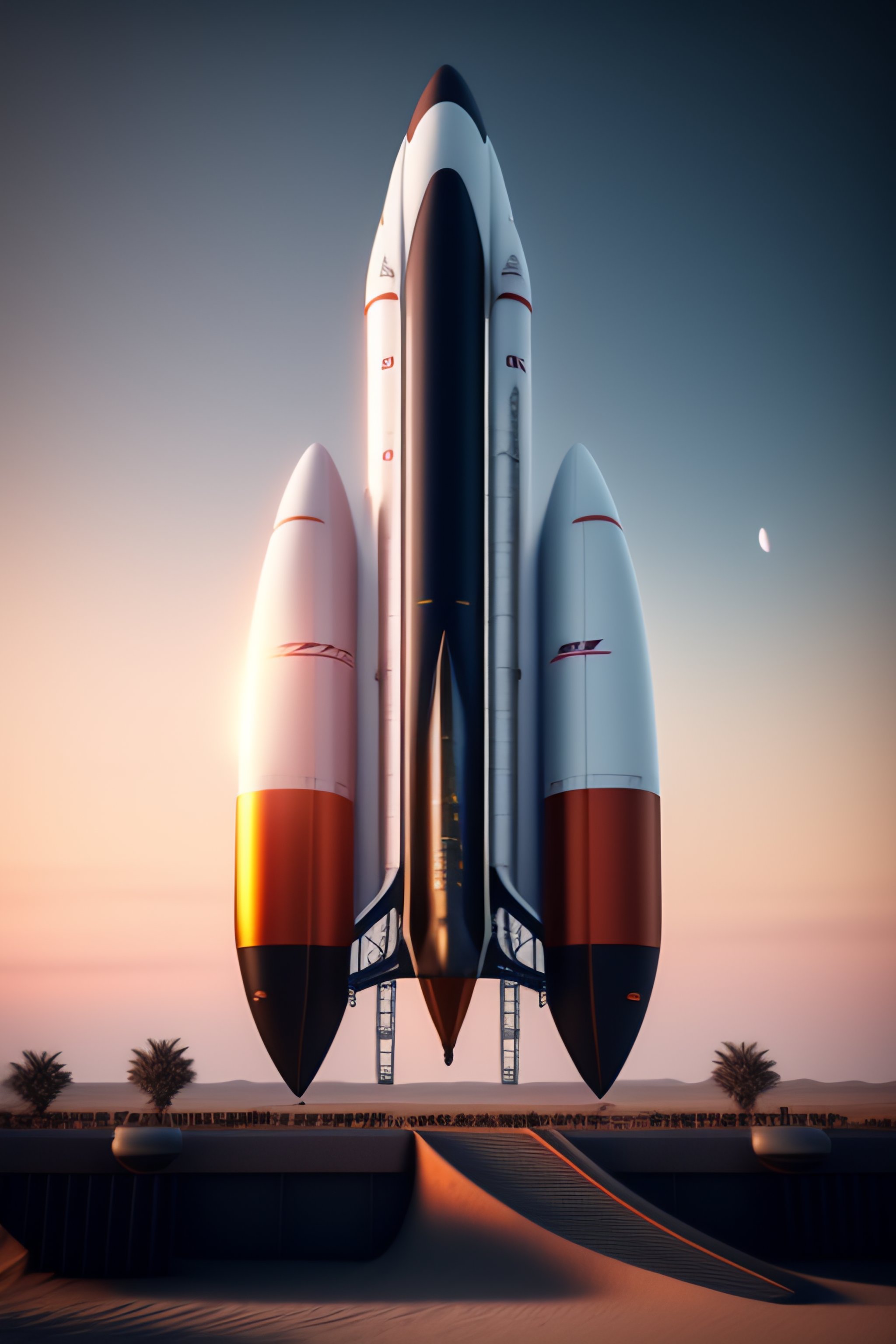Lexica - Photograph of Spacex starship on top of heavy Falcon rocket ...