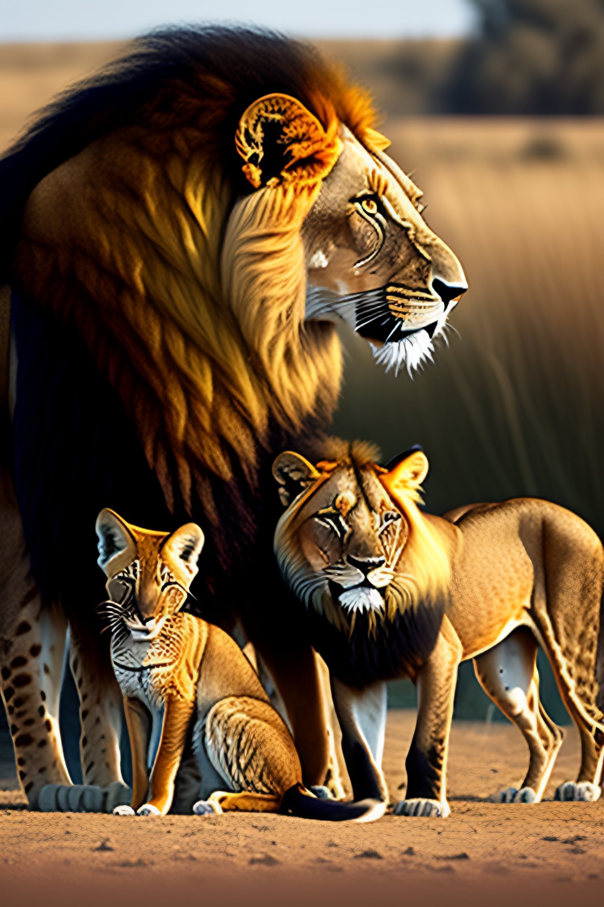 Lexica - A family meal of a lion and foxes