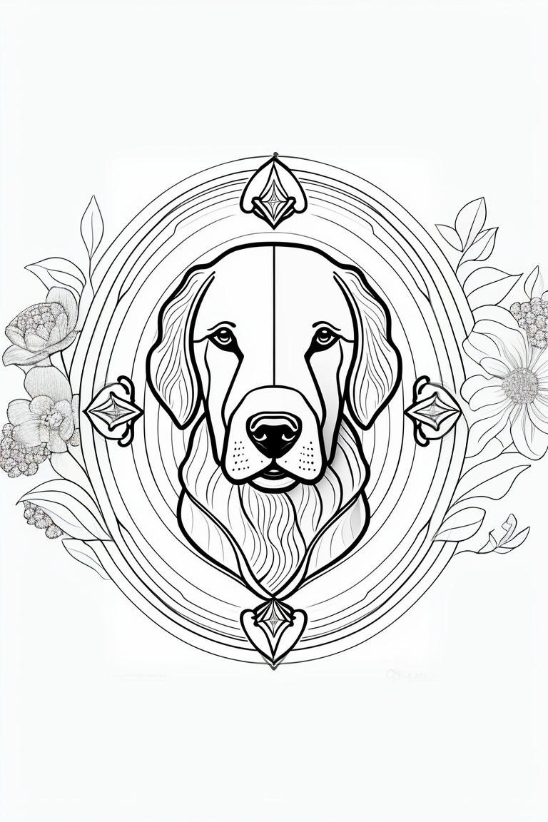 Lexica - Coloring page for adults, bold lines, dark lines, mandala body ...