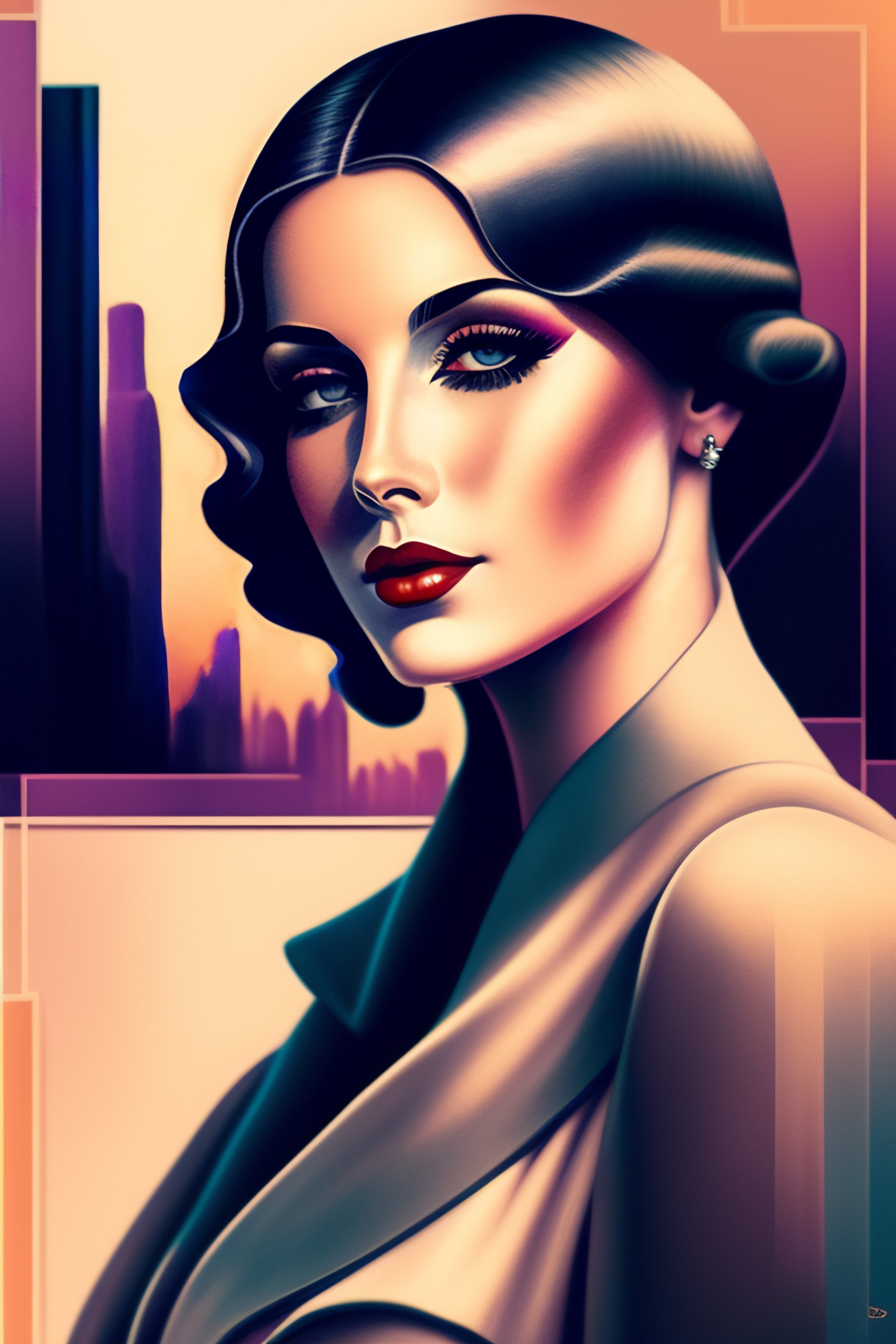 Lexica - Drawing of a stunning feminine 1920s woman, muted and subtle ...