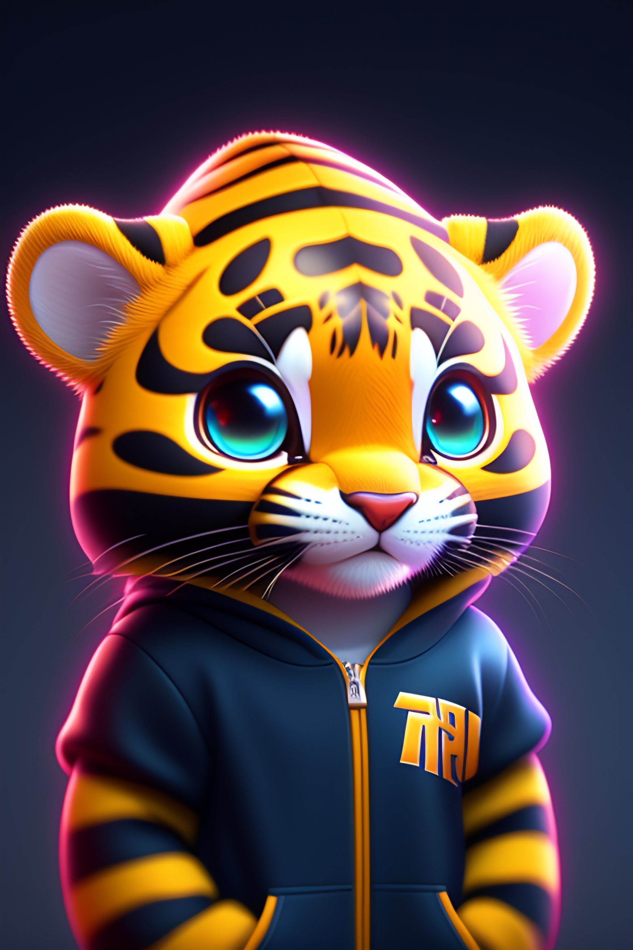 Lexica - Concept art of Little adorable mascot tiger wearing a hoodie ...