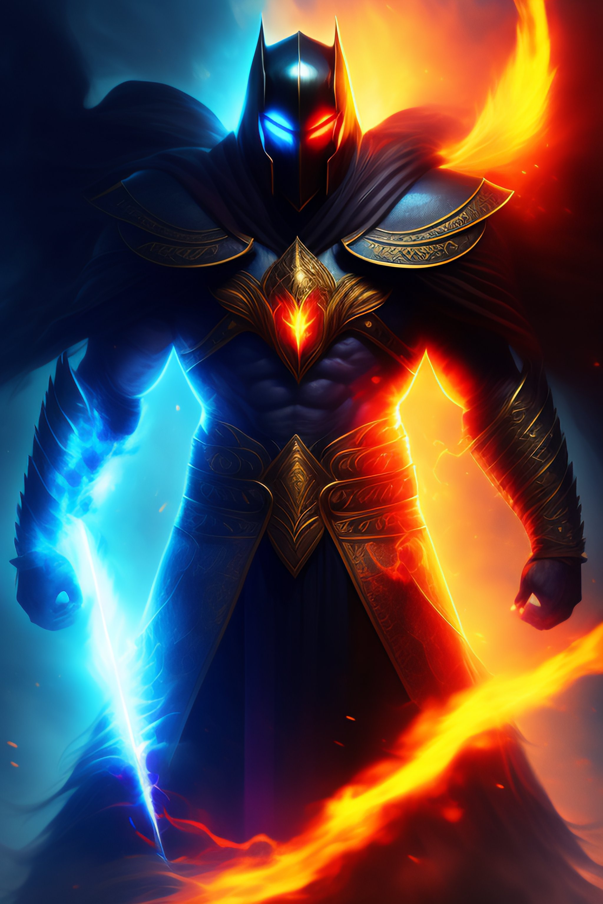 Lexica - Fullbody image of a god of death and destruction, two glowing ...