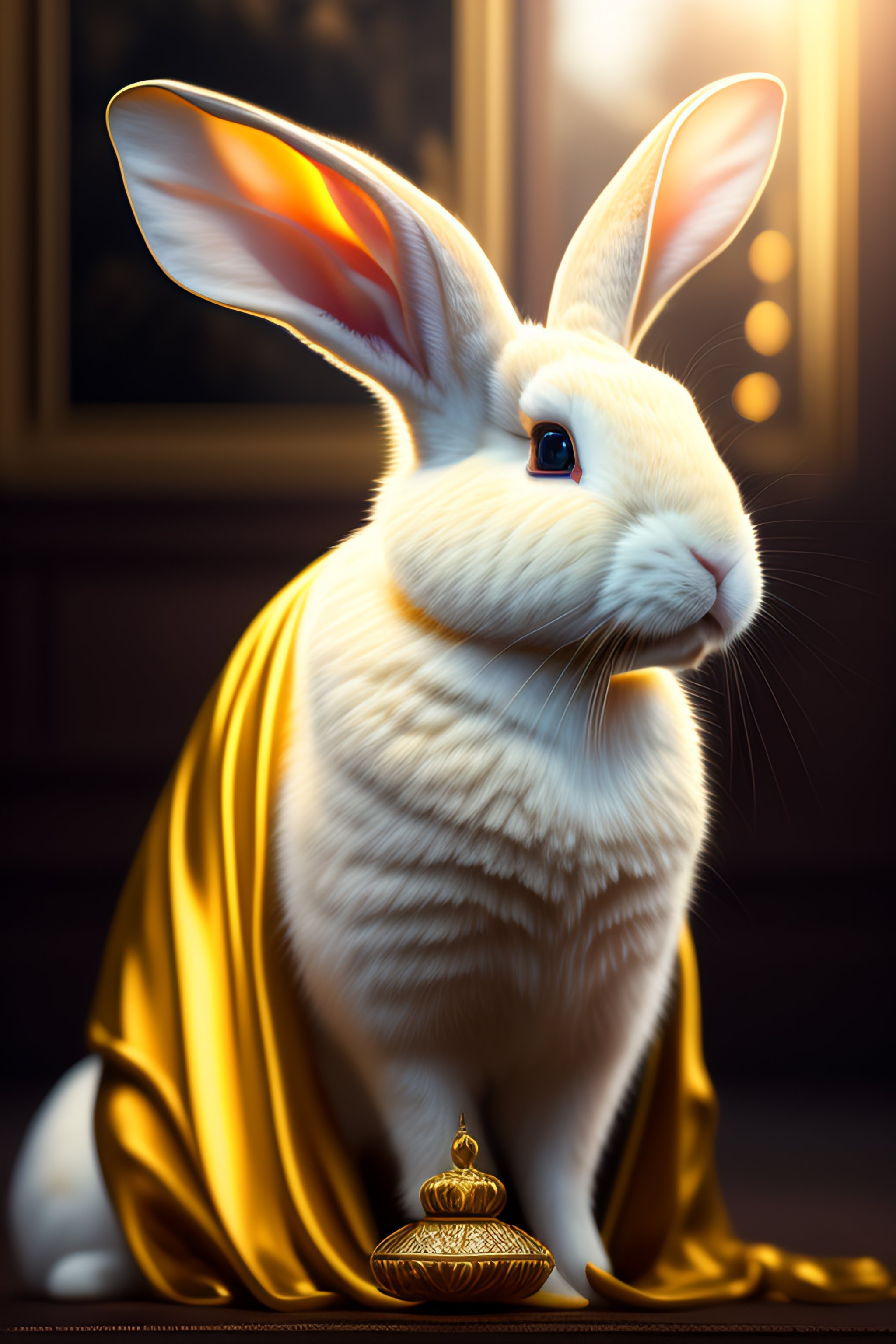 Lexica - Portrait of a yellow white Dutch Rabbit, bible, church ...