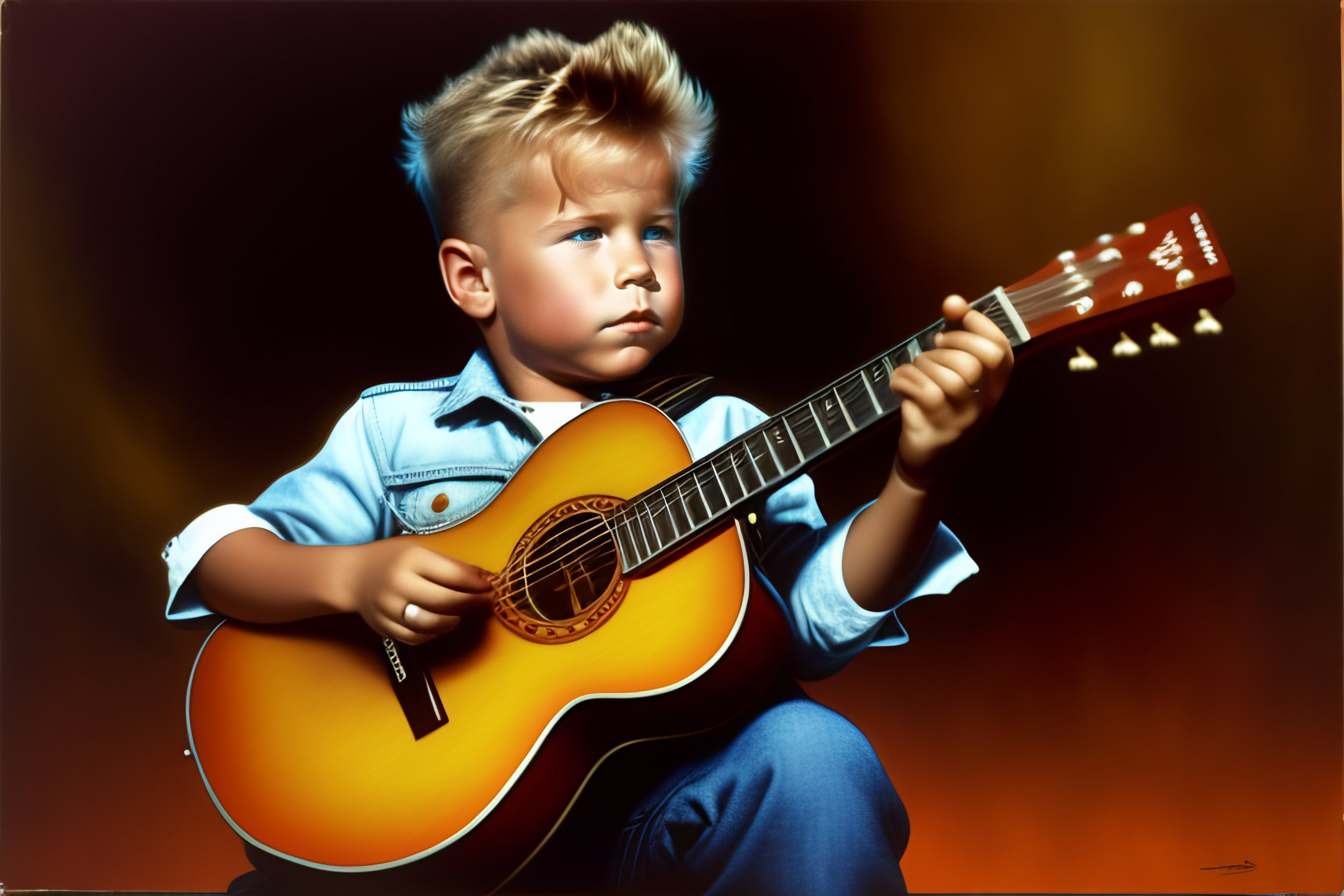 Lexica - Portrait of james Hetfield wen he was three years old playing ...