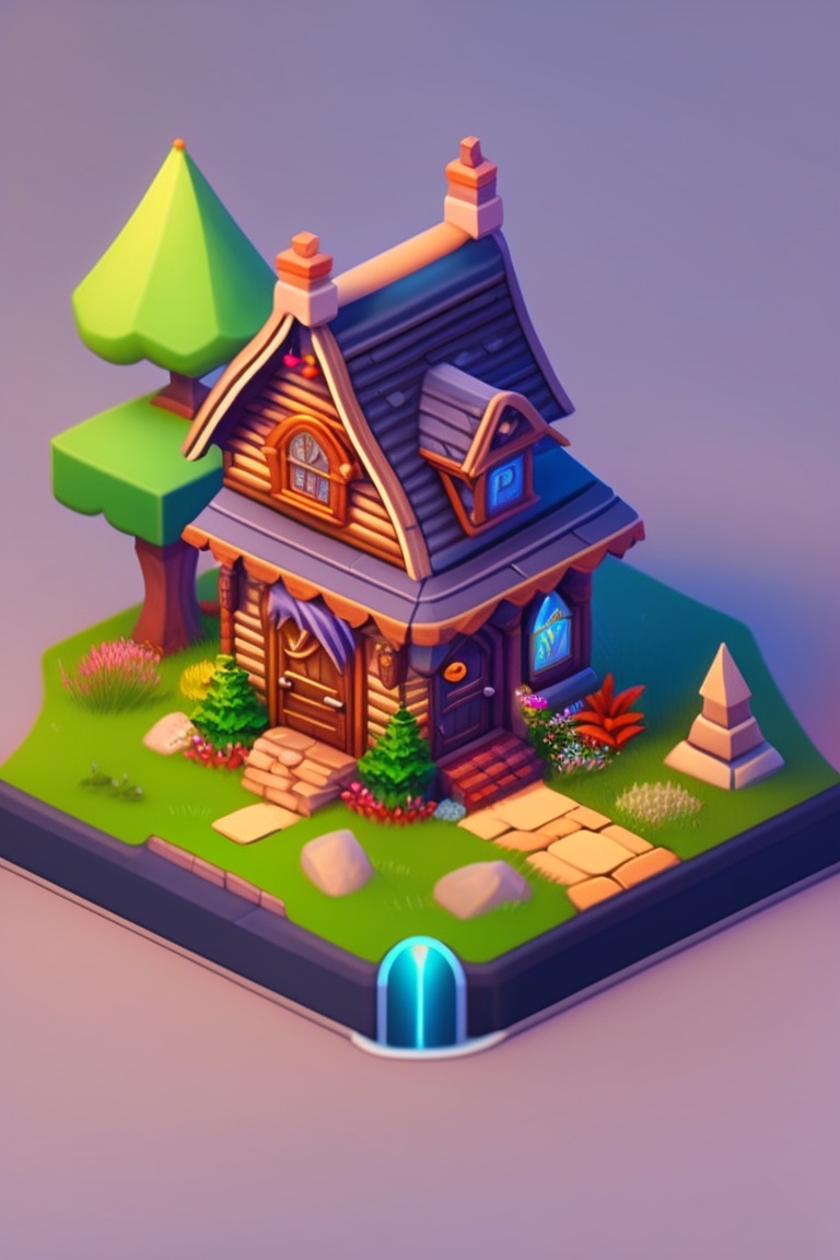Lexica - Isometric house, cartoony, DnD, fantasy, mobile game