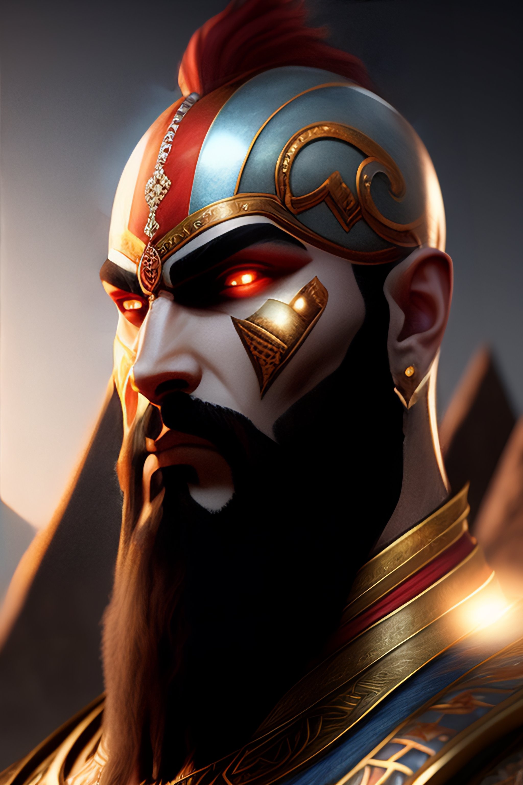 Lexica - Portrait of kratos, god of war, sunburst around head, deadly ...