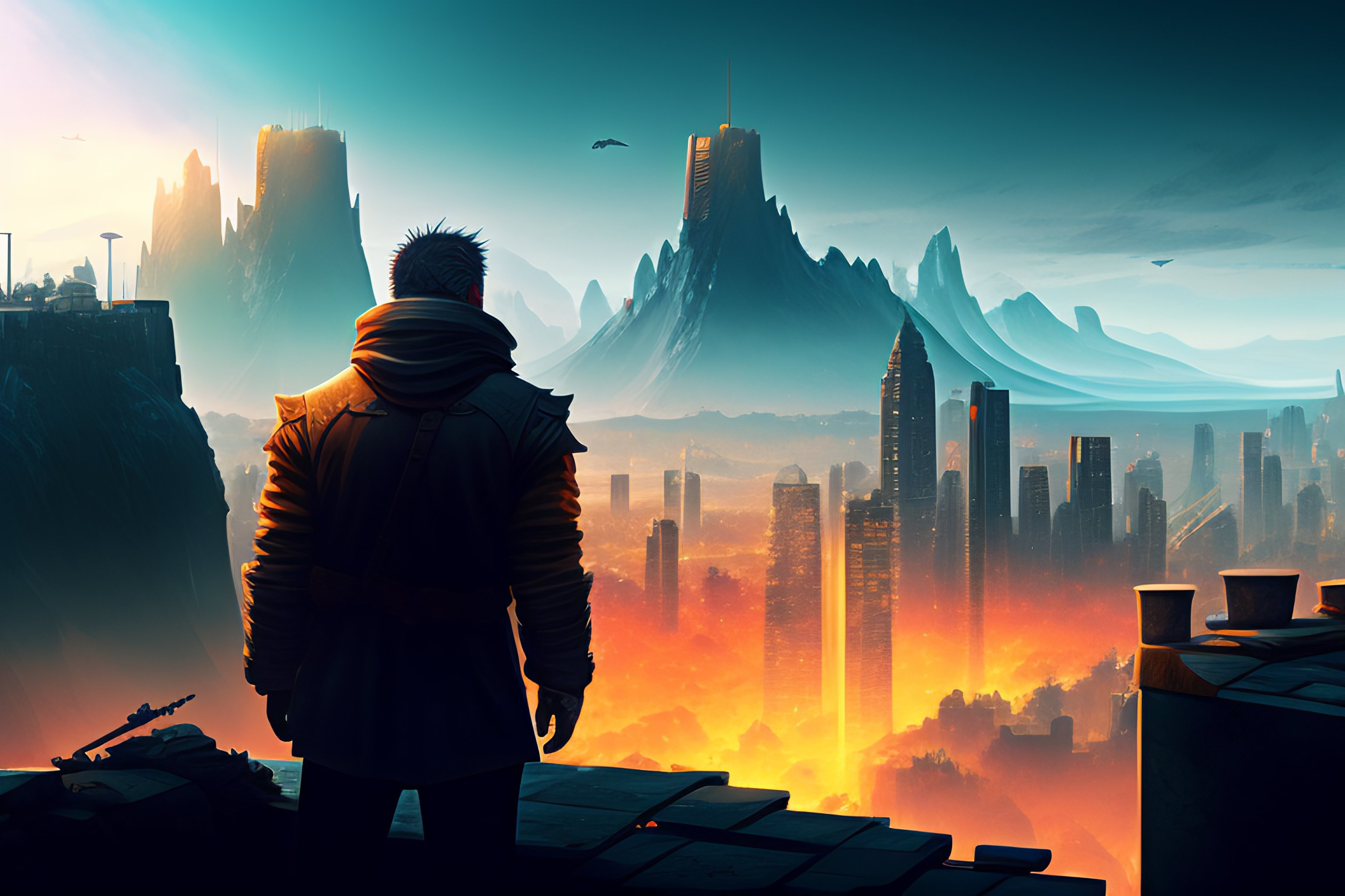 Lexica - Two grizzled survivors overlooking an over-grown ruined city ...