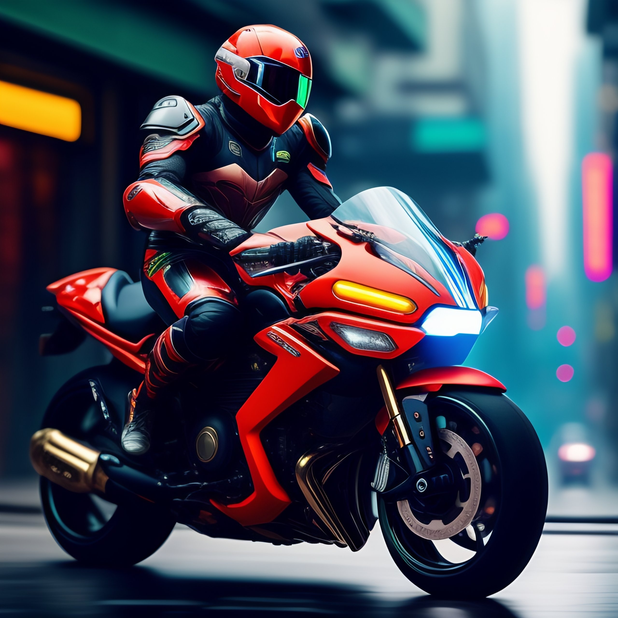 Lexica - A Kamen Rider wearing a full-body tech mech rides a motorcycle ...