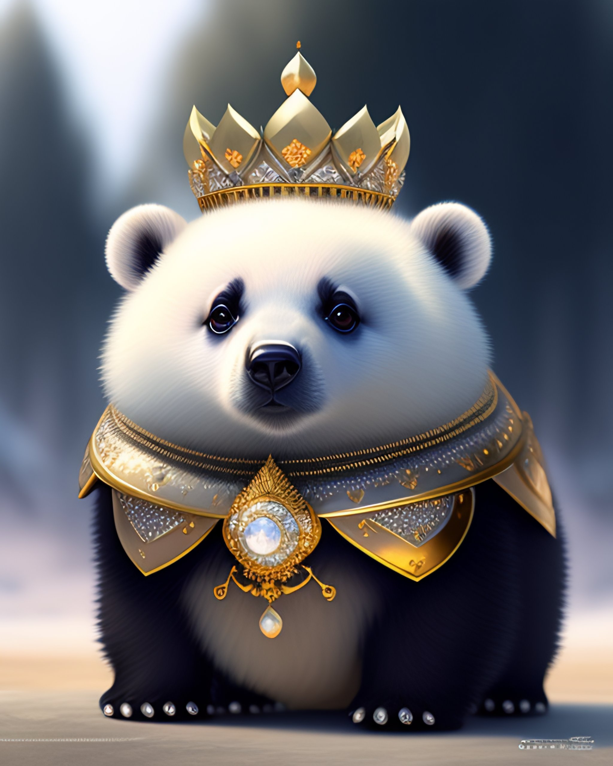 Lexica - Cute baby icebear with royal crown, royal armour and royal ...