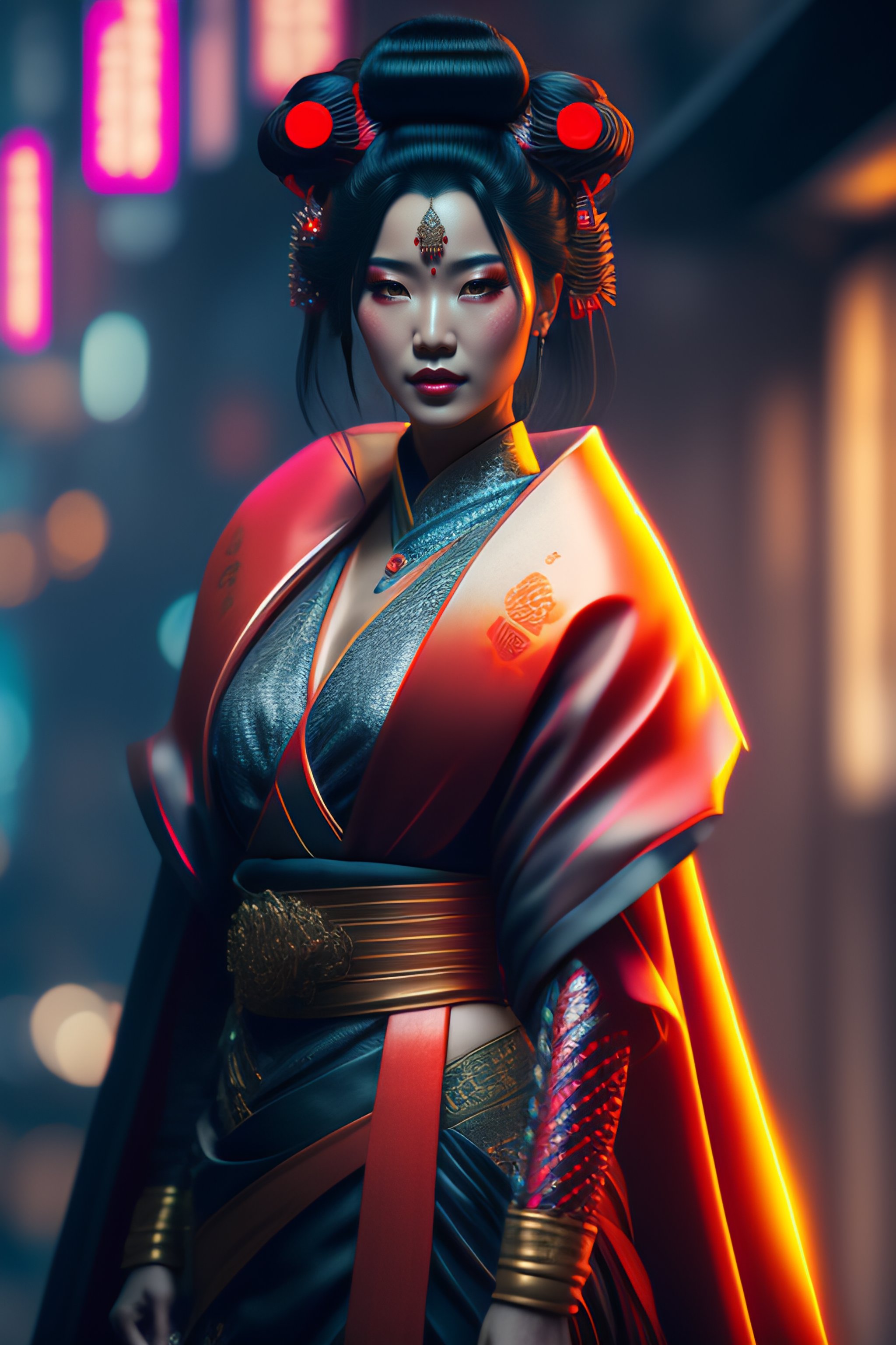 Lexica - Cyberpunk geisha, full body, cinematic lighting, beautiful ...