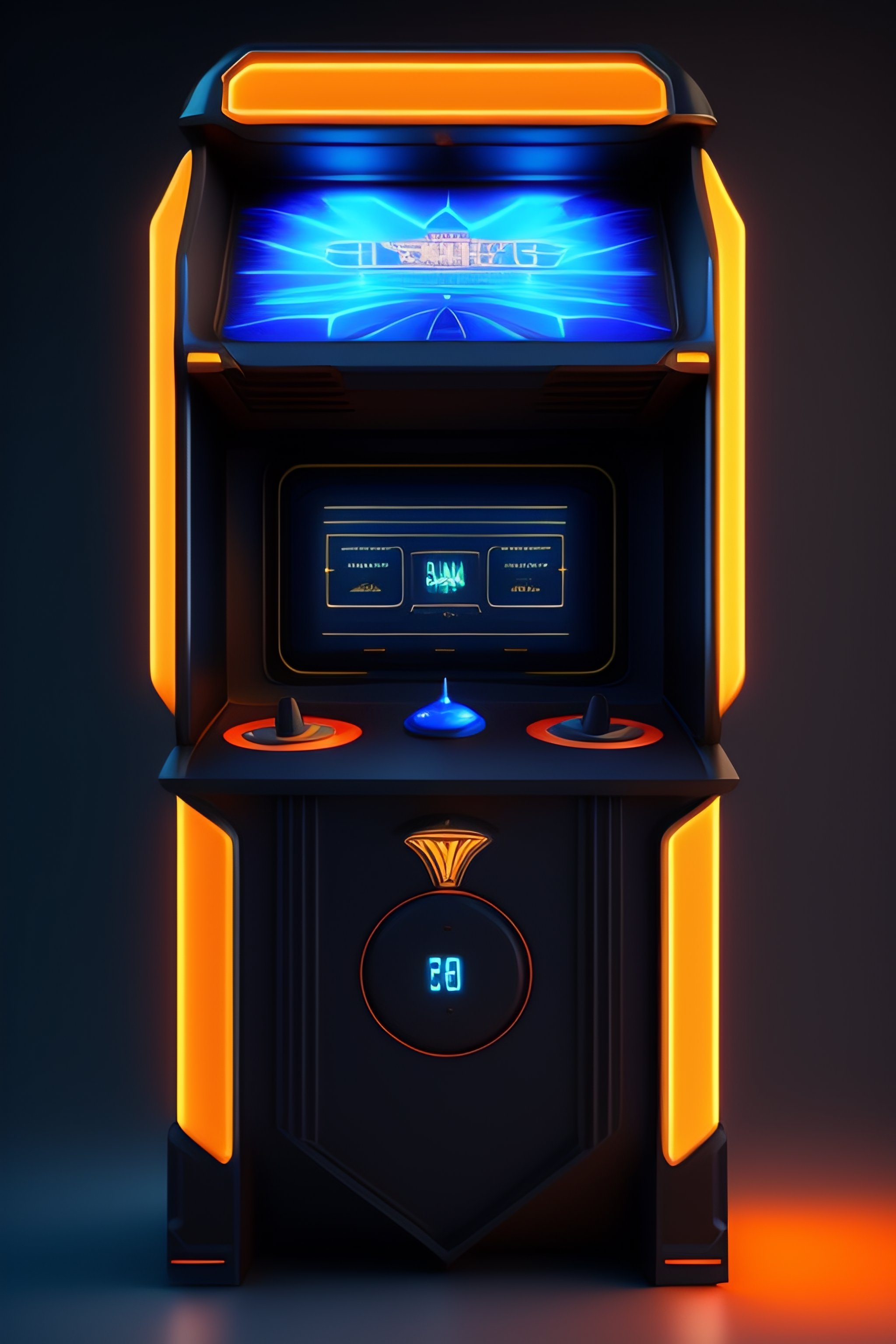 Lexica - Black Futuristic arcade cabinet, with blue electricity in a ...