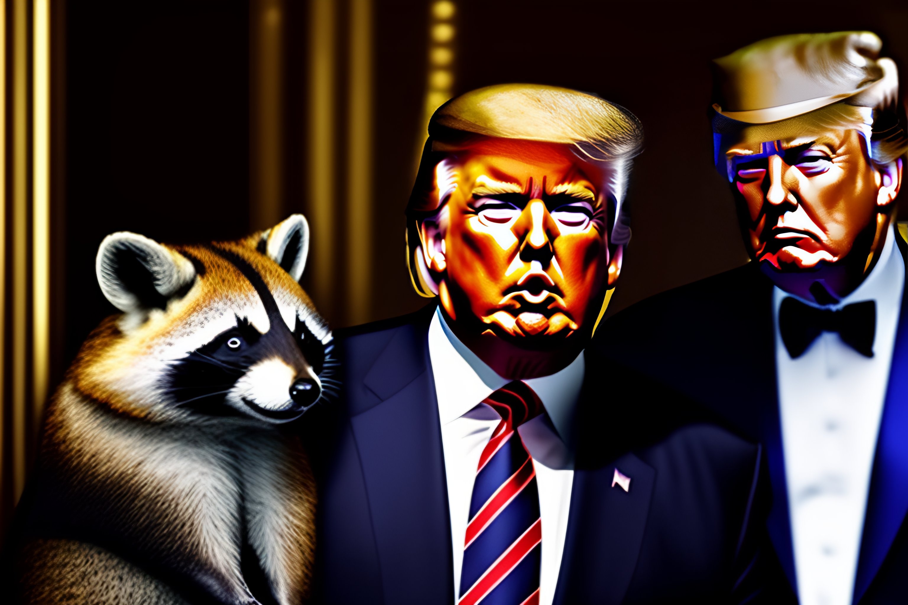 Lexica - Photo of donald trump and a raccoon