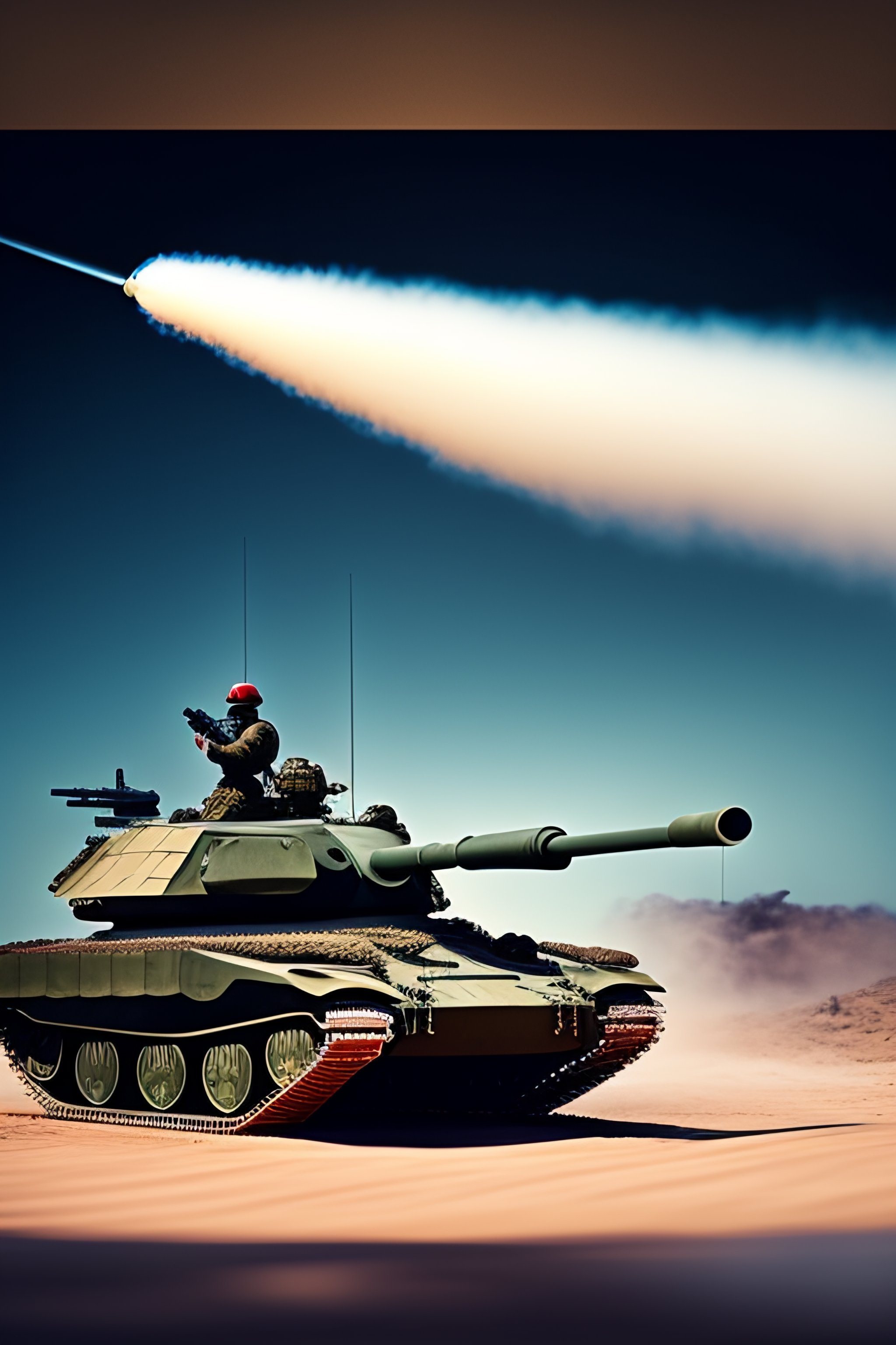 Lexica - Battlefield with tank firing at other tank