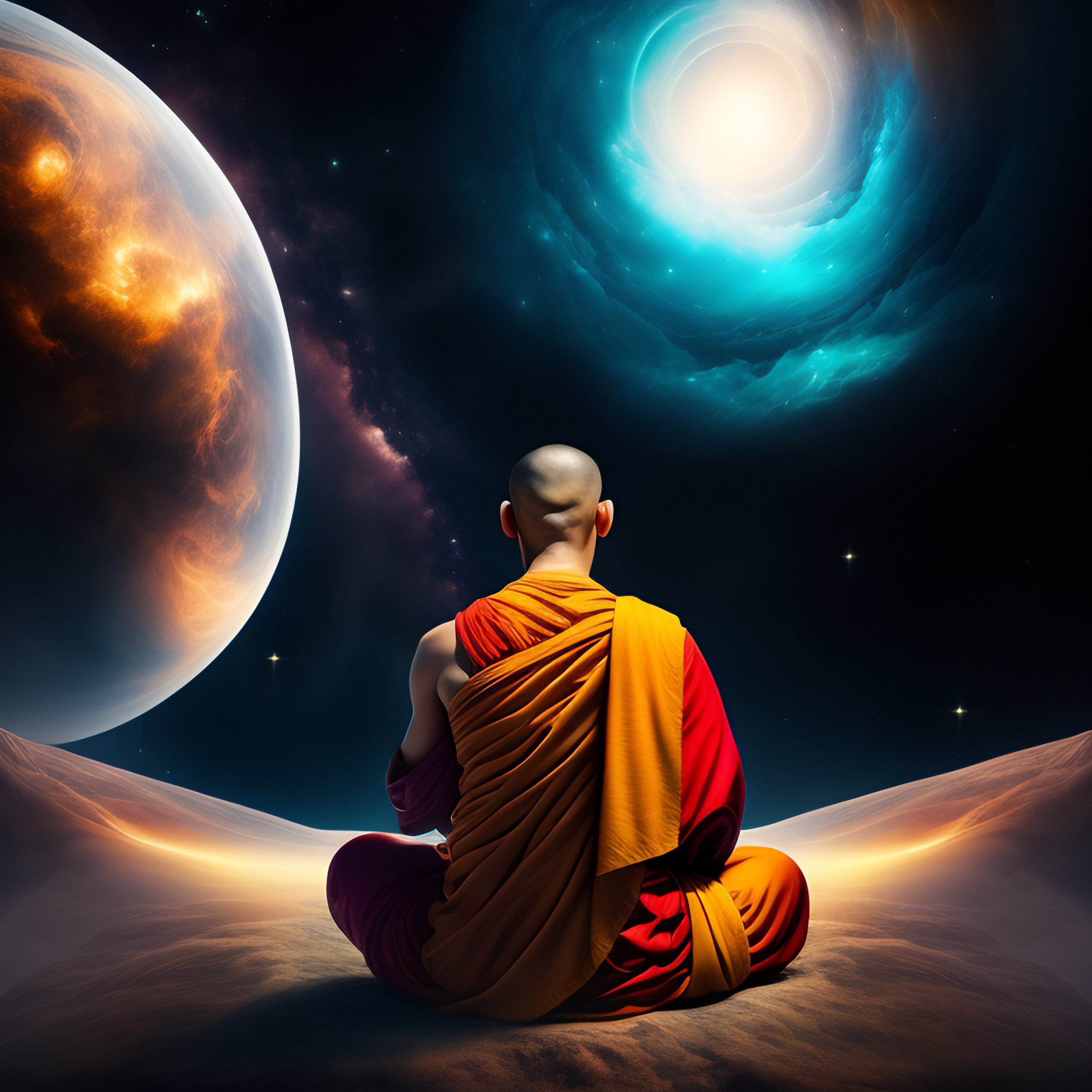 Lexica - Buddhist monk meditating space
