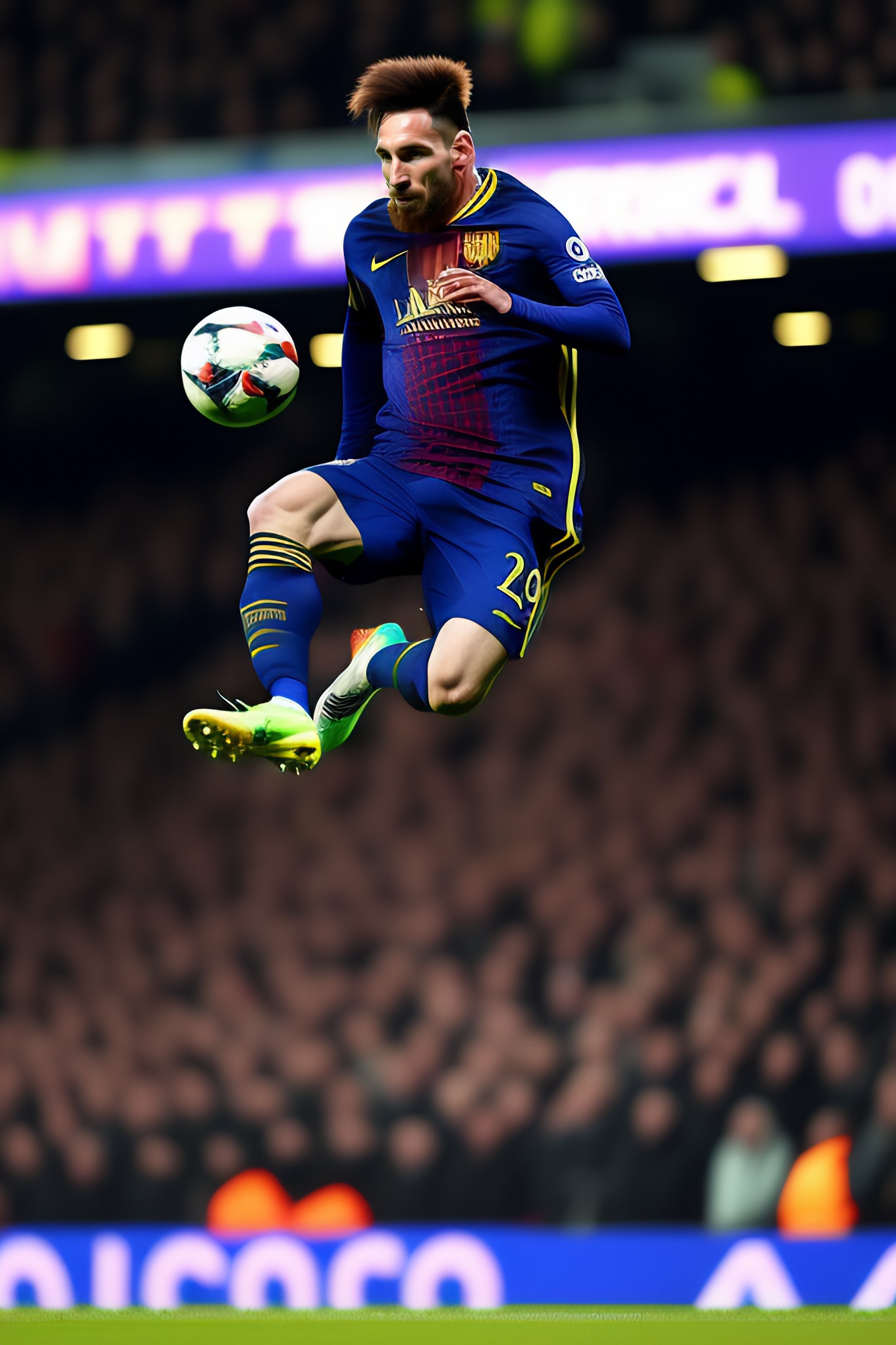 Lexica - Messi showing jumping like an idiot.