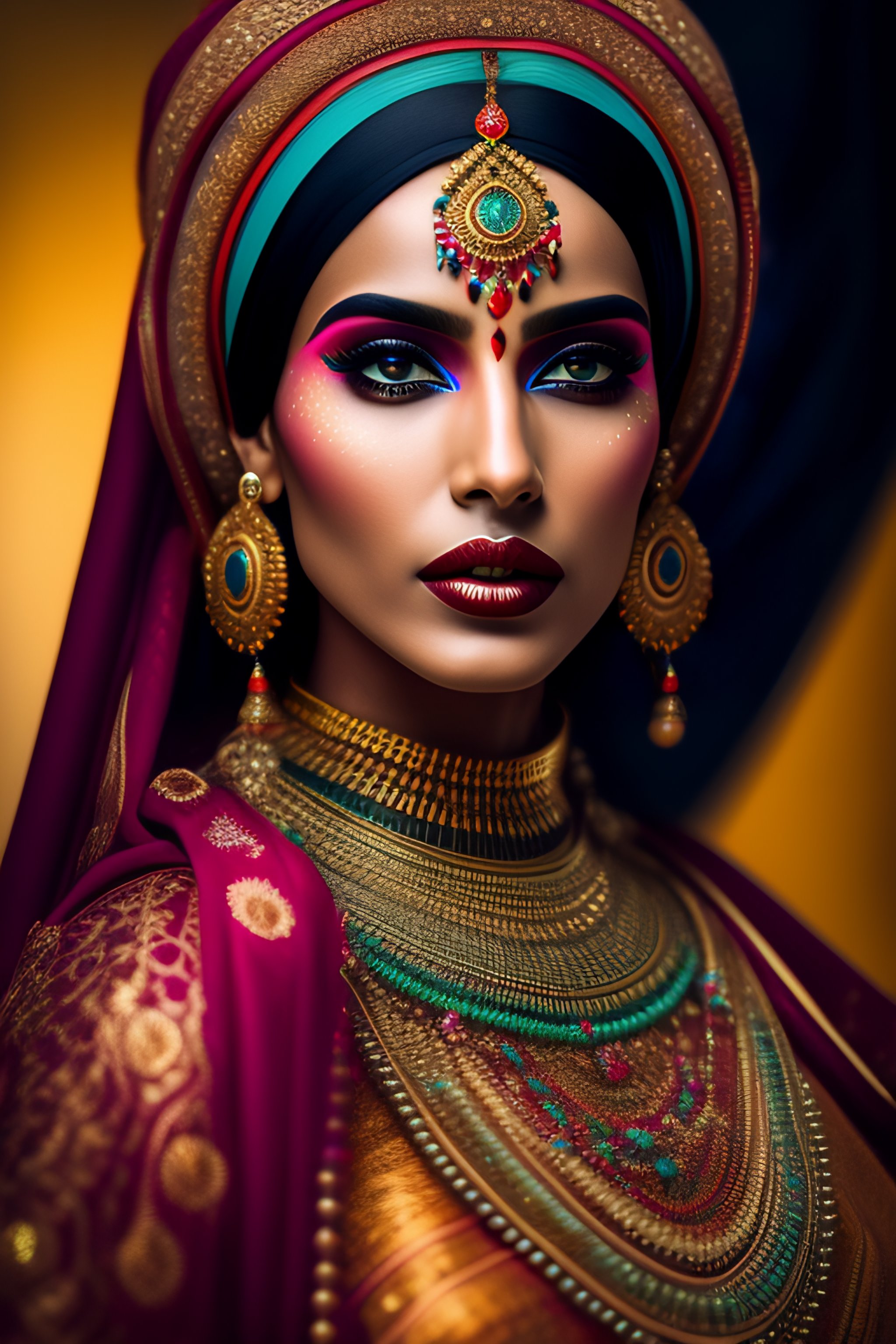 Lexica - Portrait of a beautiful yemenite bride cyborg, cyberpunk ...