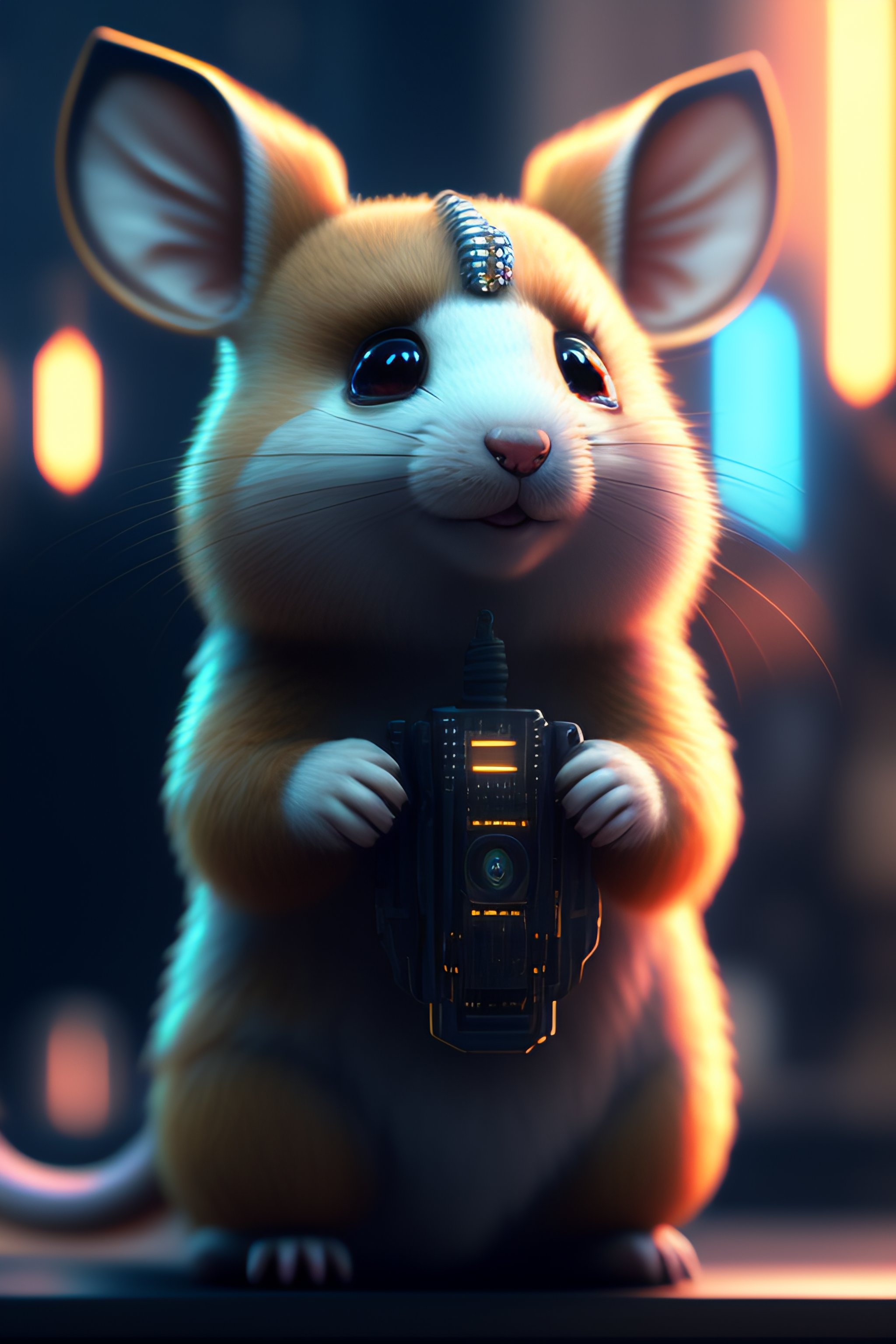 Lexica - High quality 3 d render very cute fluffy cyborg!! rat sing a ...