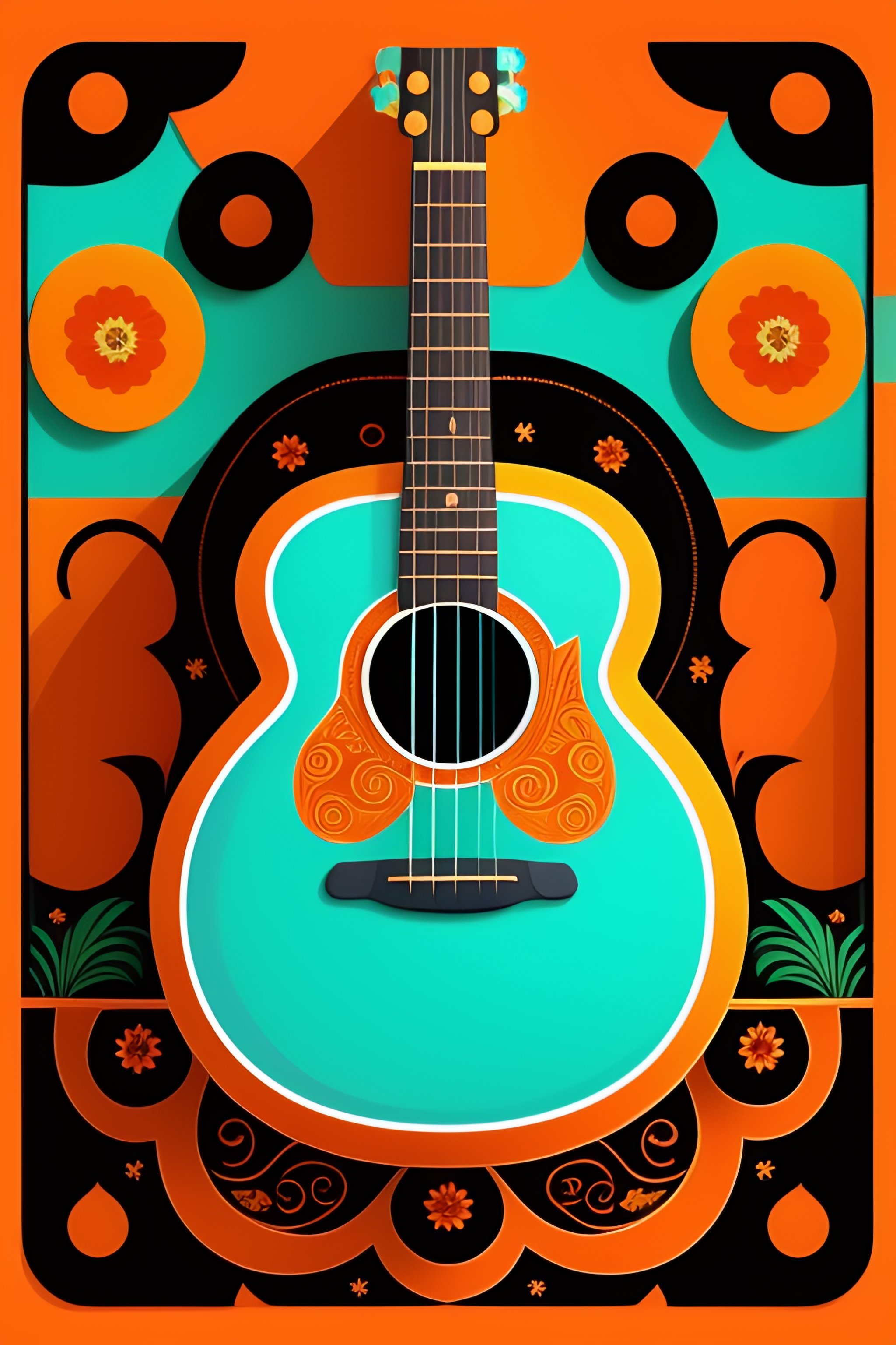 Lexica - Vector flat Flyer, Flyer flat vector 2D image of a guitar ...